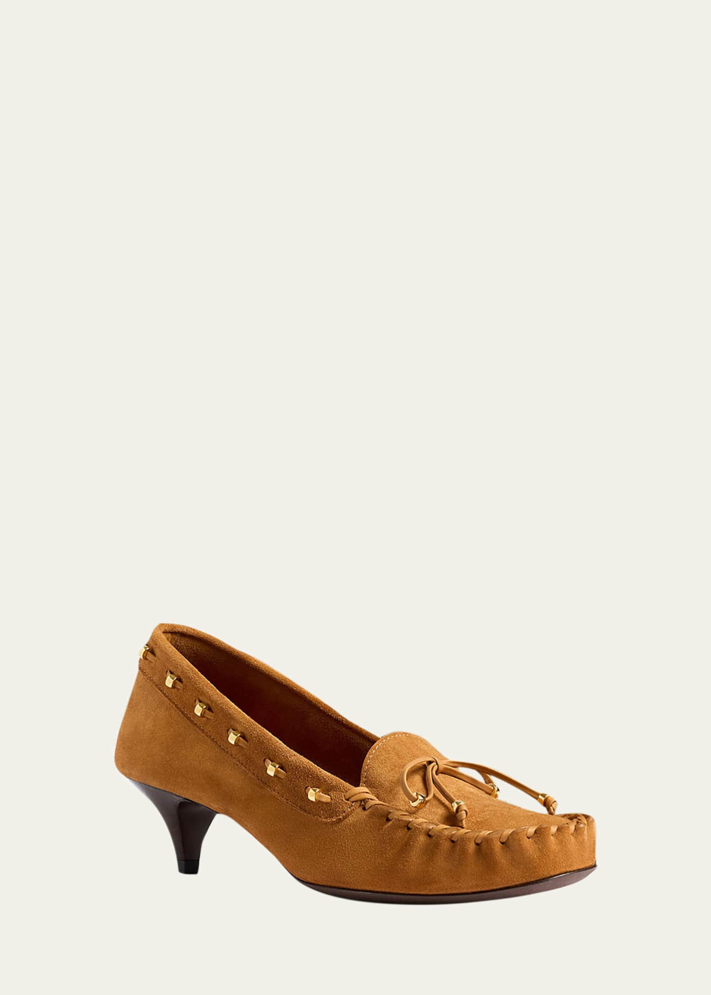 Khaite 45mm Milly Suede Moccasin Pumps - Bergdorf Goodman