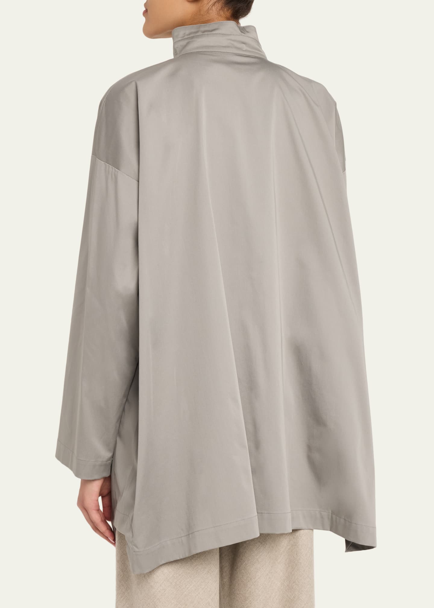 Eskandar Slim A-Line Double Stand Collar Jacket With Stepped Insert ...