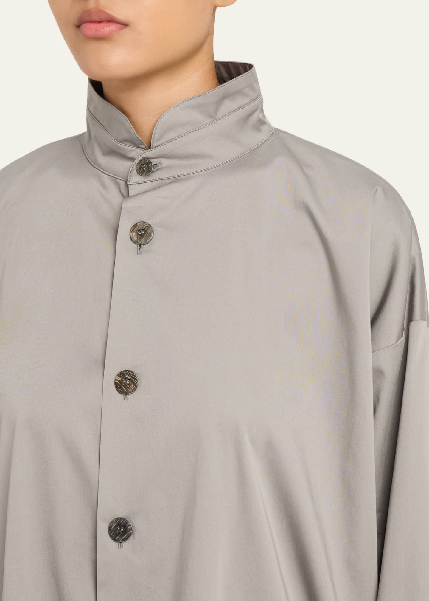 Eskandar Slim A-Line Double Stand Collar Jacket With Stepped Insert ...