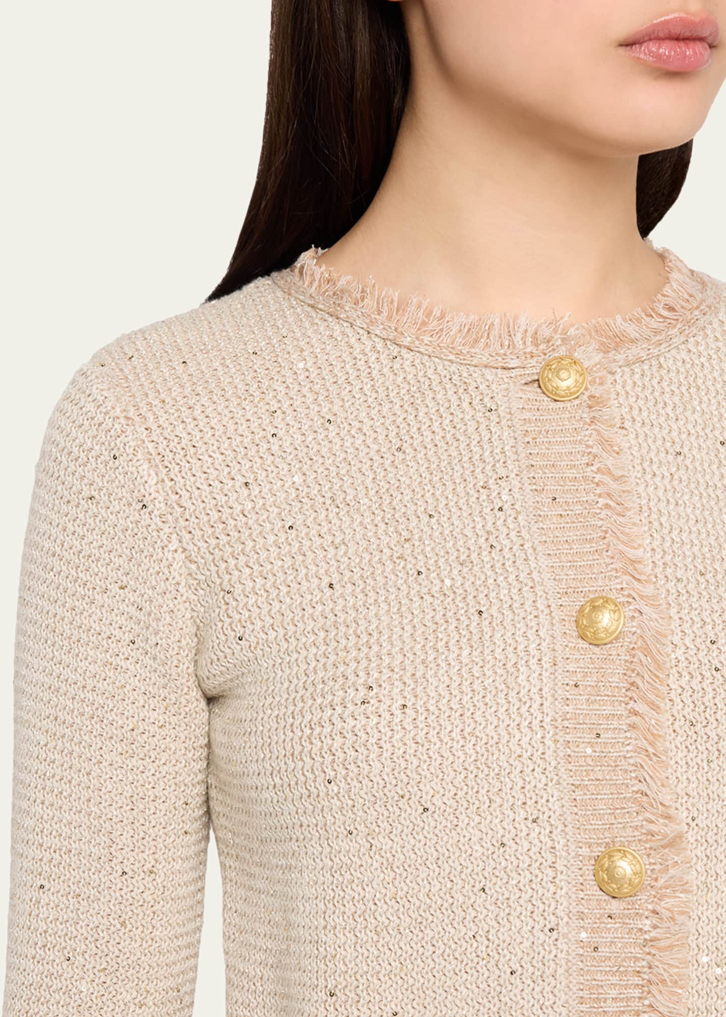 Kobi Halperin Kailey Fringe-Trim Sequin Knit Sweater - Bergdorf Goodman