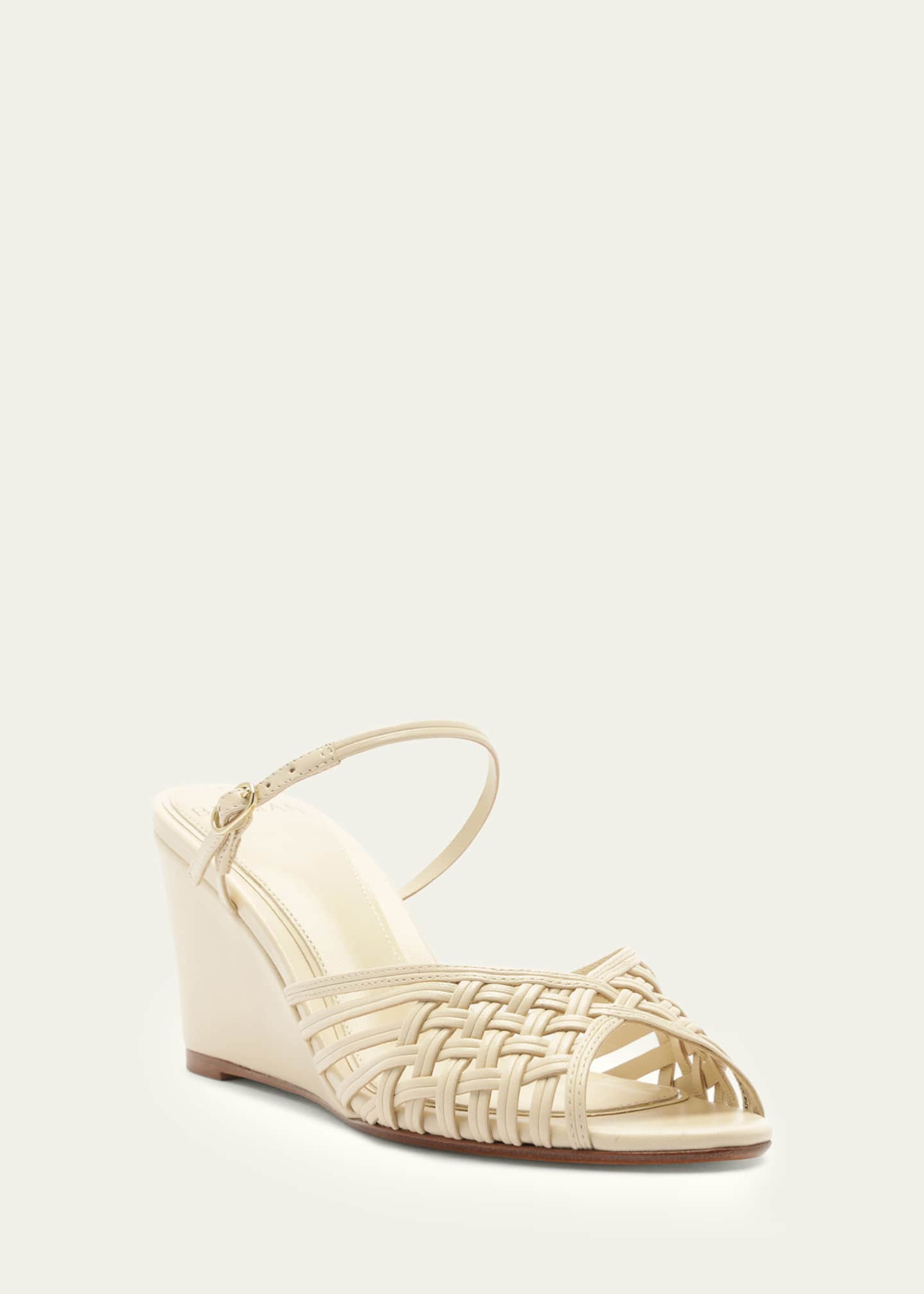 Alexandre Birman 75mm Lilian Leather Wedge Mules - Bergdorf Goodman