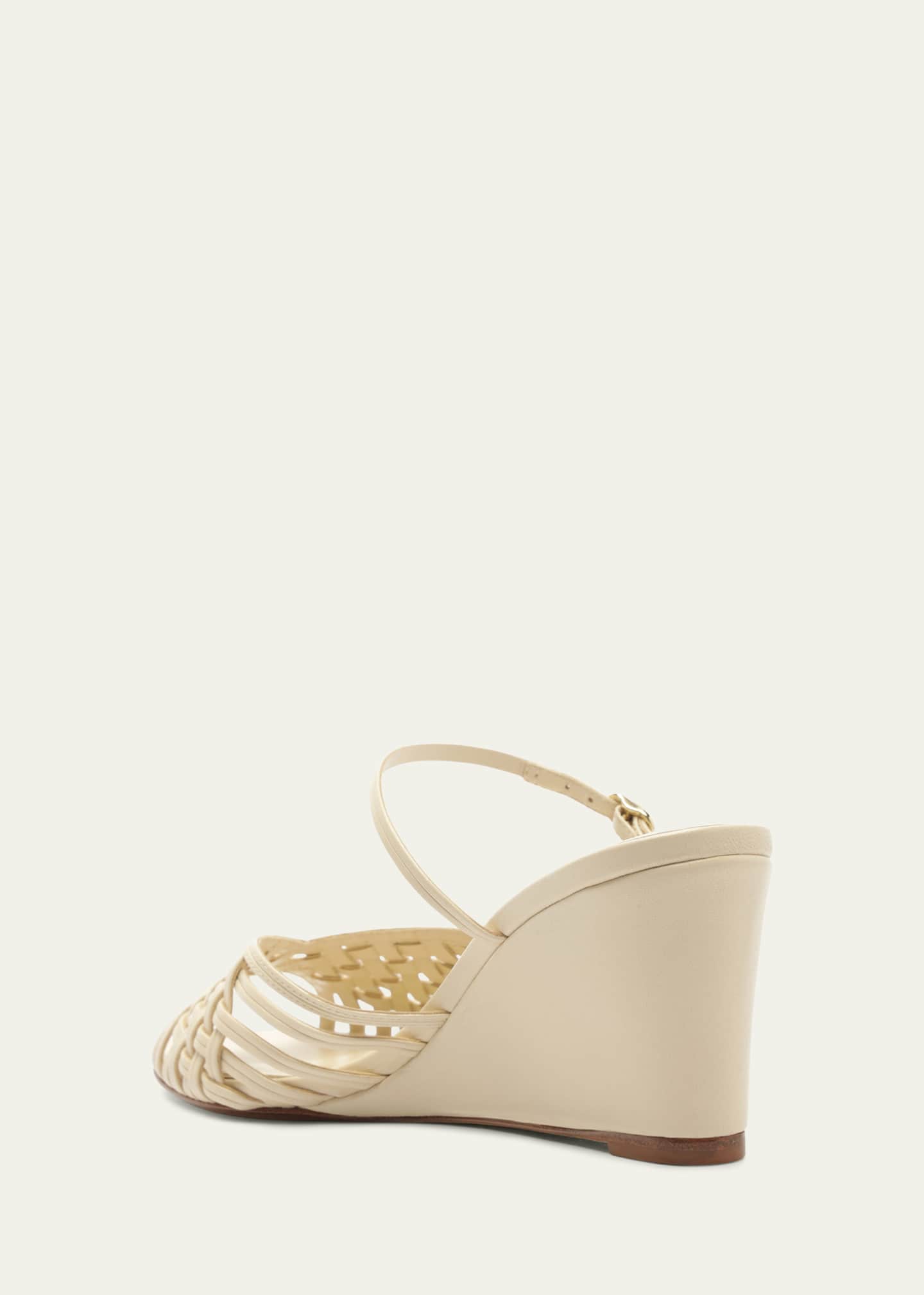 Alexandre Birman 75mm Lilian Leather Wedge Mules - Bergdorf Goodman
