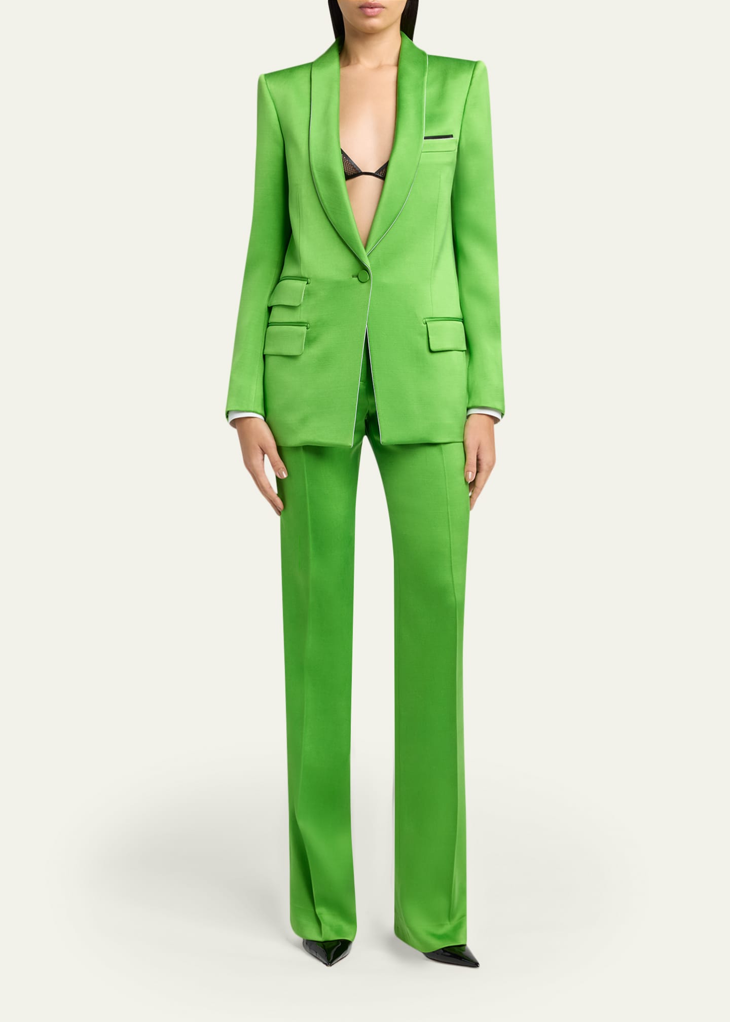 TOM FORD Pleated Silk Straight-Leg Trousers - Bergdorf Goodman