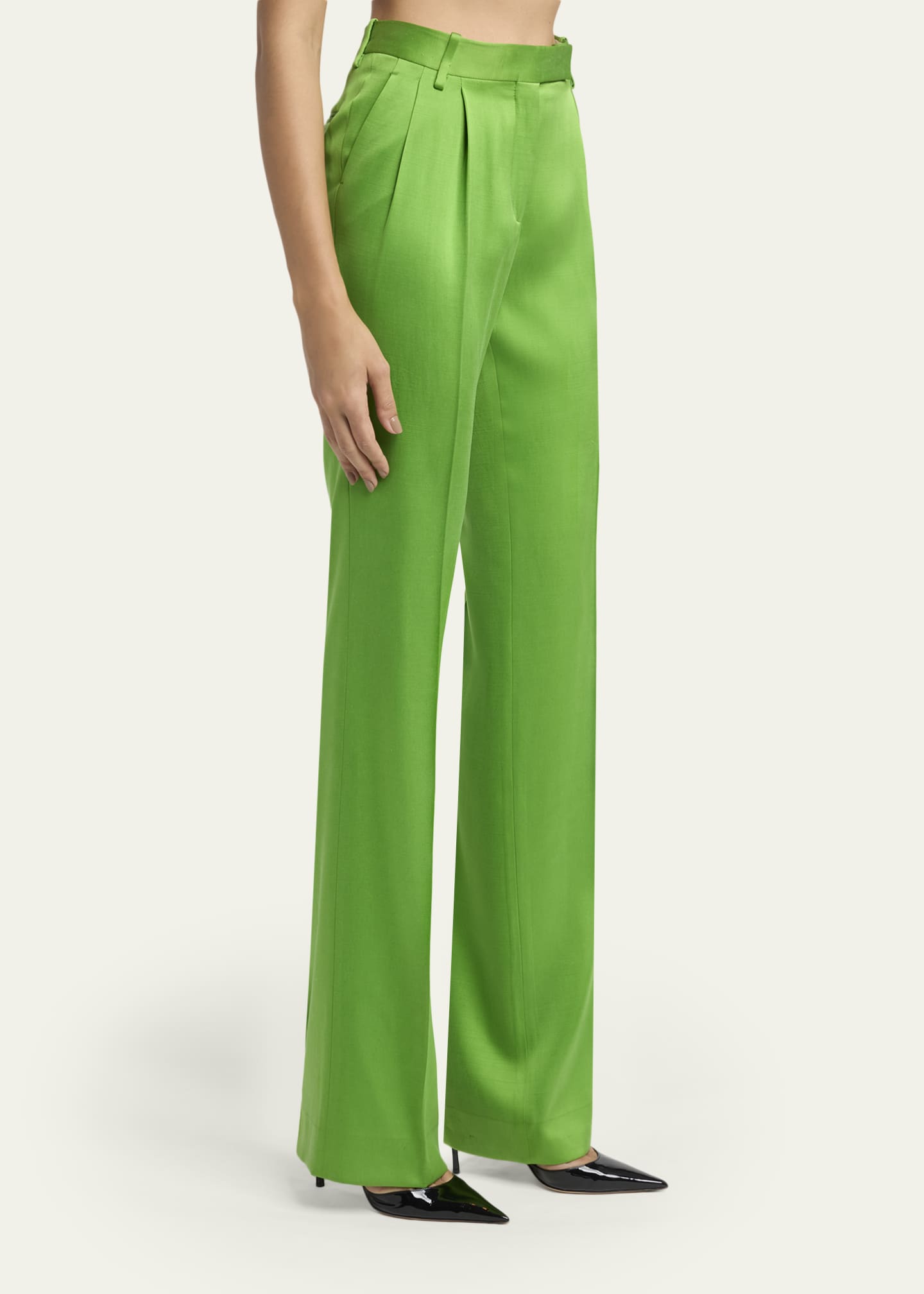 TOM FORD Pleated Silk Straight-Leg Trousers - Bergdorf Goodman