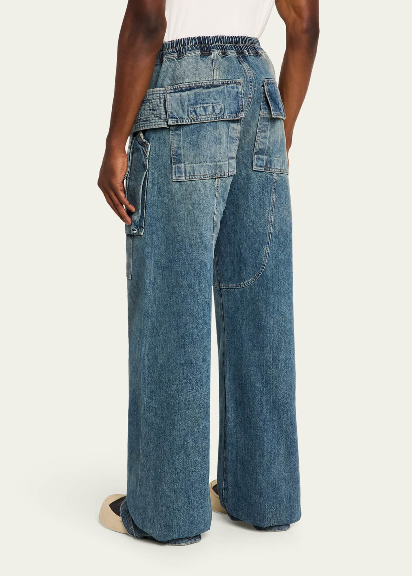 DRKSHDW RICK OWENS Men's Denim Wide-Leg Pull-On Cargo Pants - Bergdorf ...