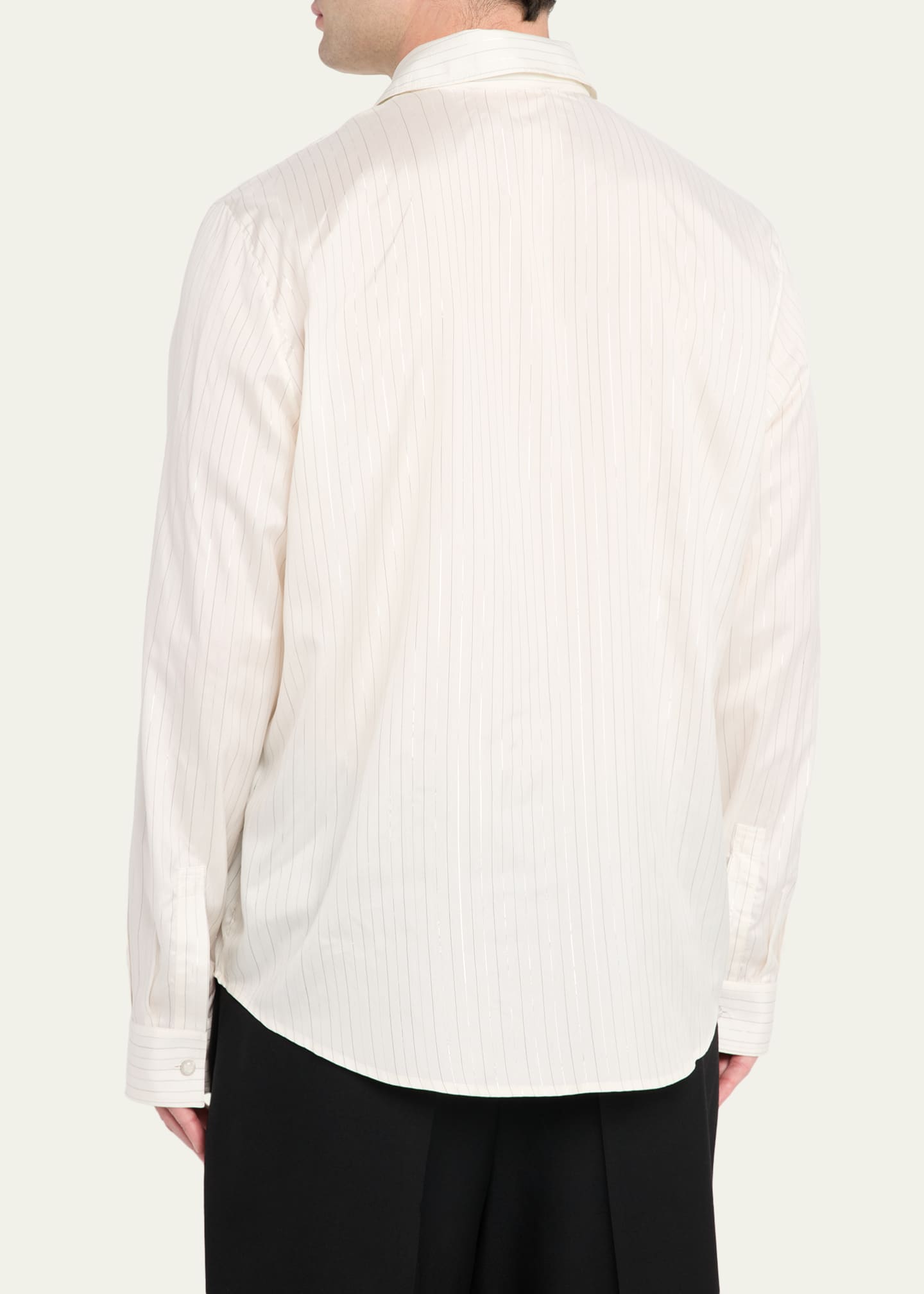 Amiri Men's Metallic Fiber Fine-Stripe Silk Sport Shirt - Bergdorf Goodman