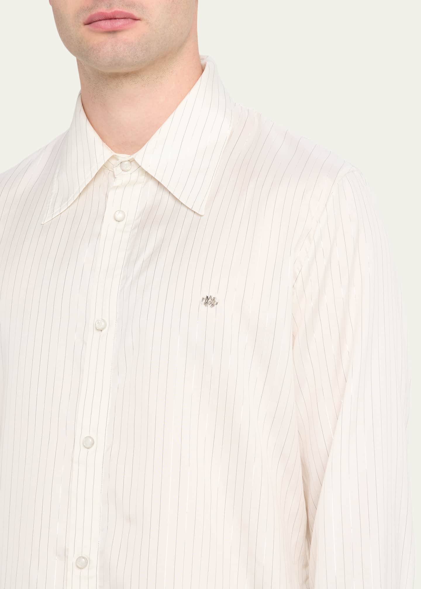 Amiri Men's Metallic Fiber Fine-Stripe Silk Sport Shirt - Bergdorf Goodman