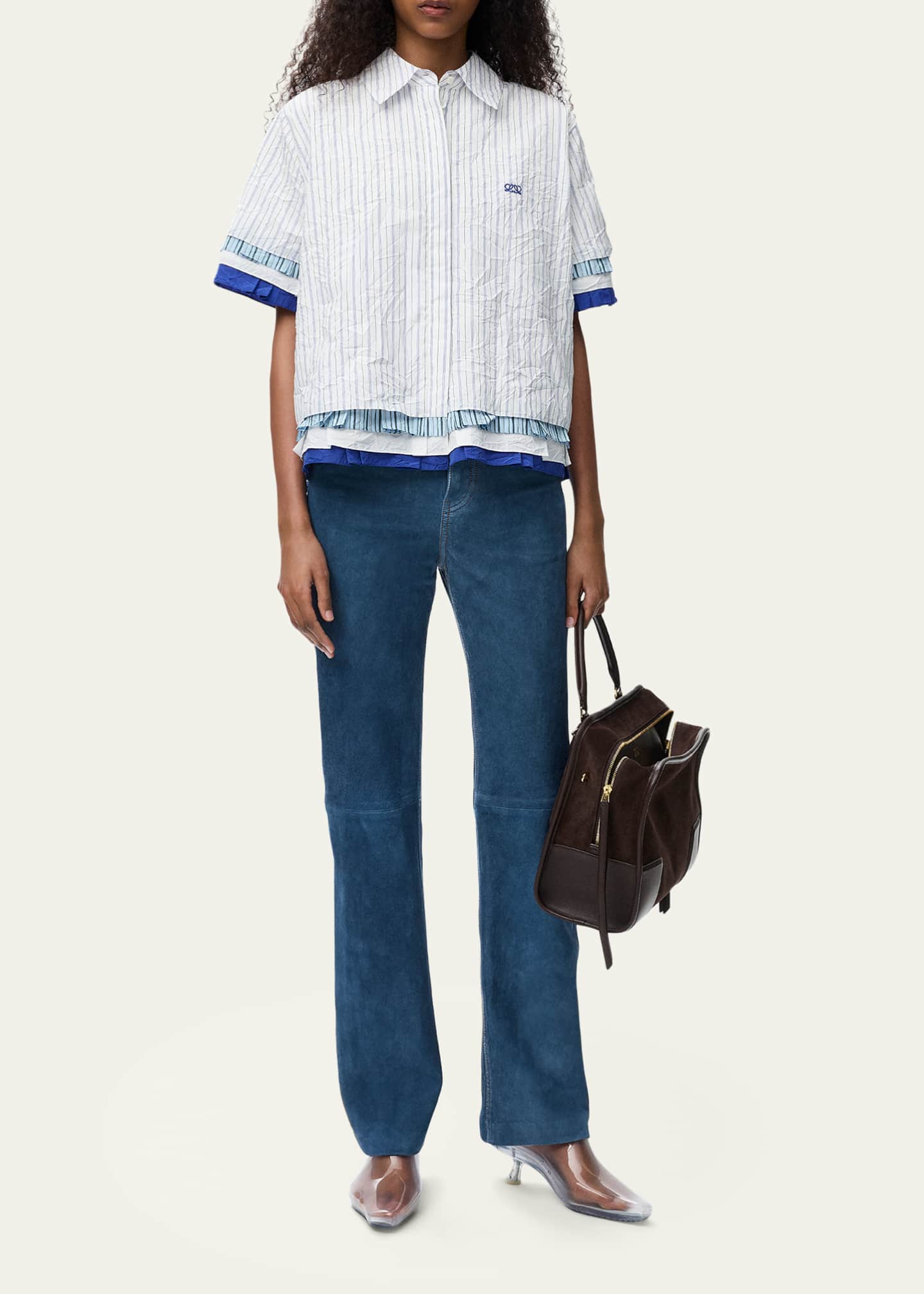 Loewe Short-Sleeve Layered Button-Down Shirt - Bergdorf Goodman