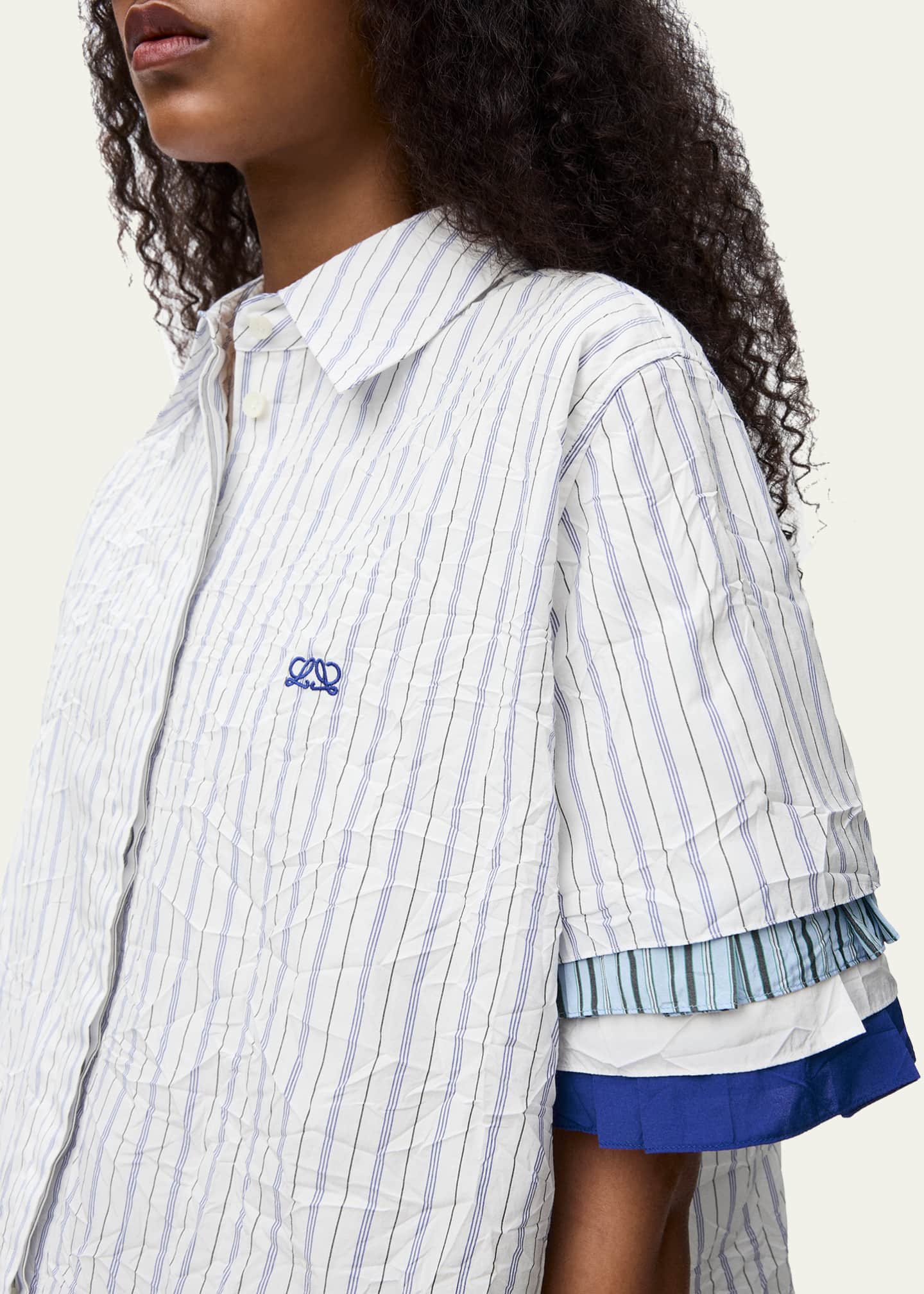 Loewe Short-Sleeve Layered Button-Down Shirt - Bergdorf Goodman