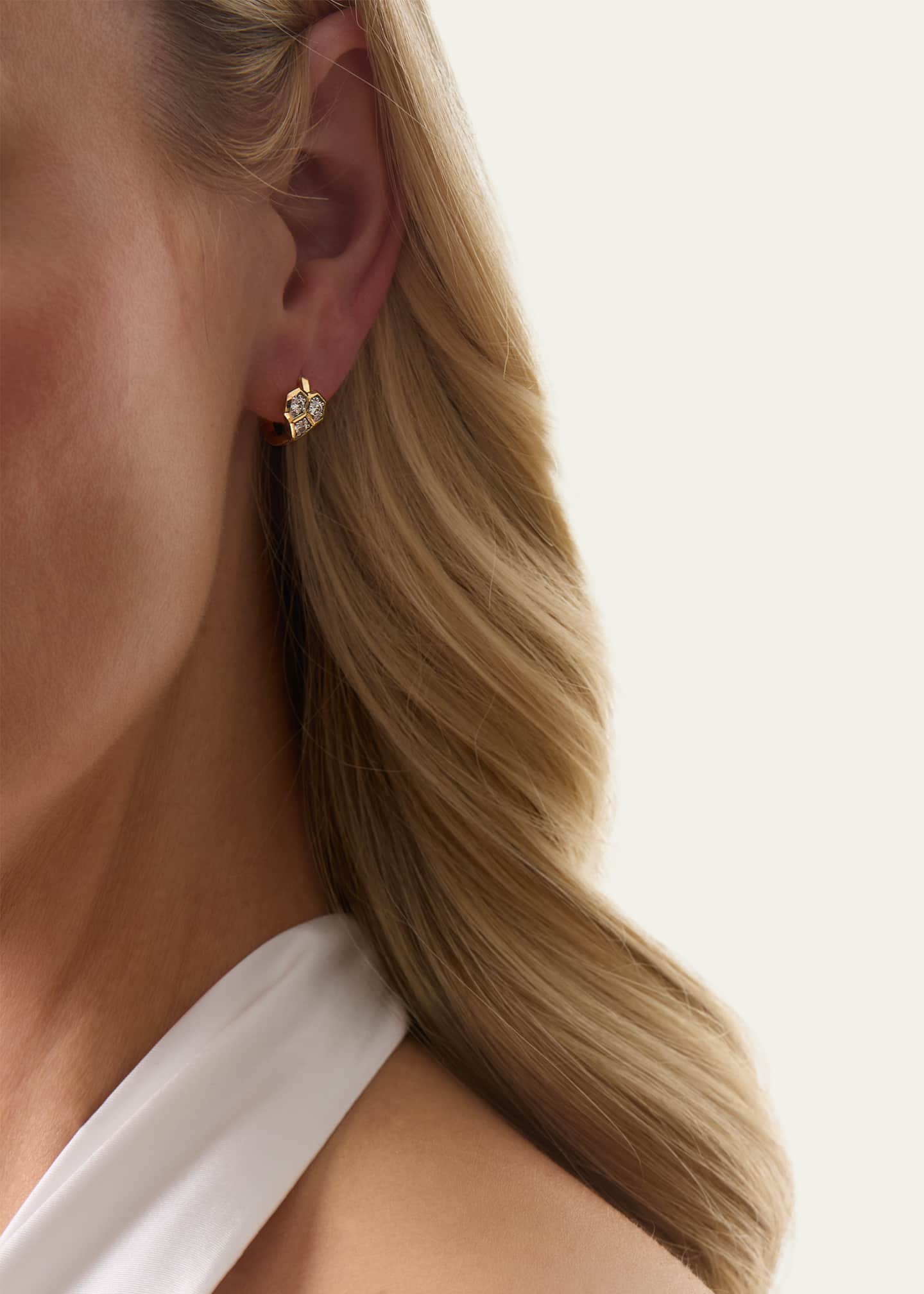 Sara Weinstock Honey Comb 18K Gold & Diamond Heart Huggie Earrings ...