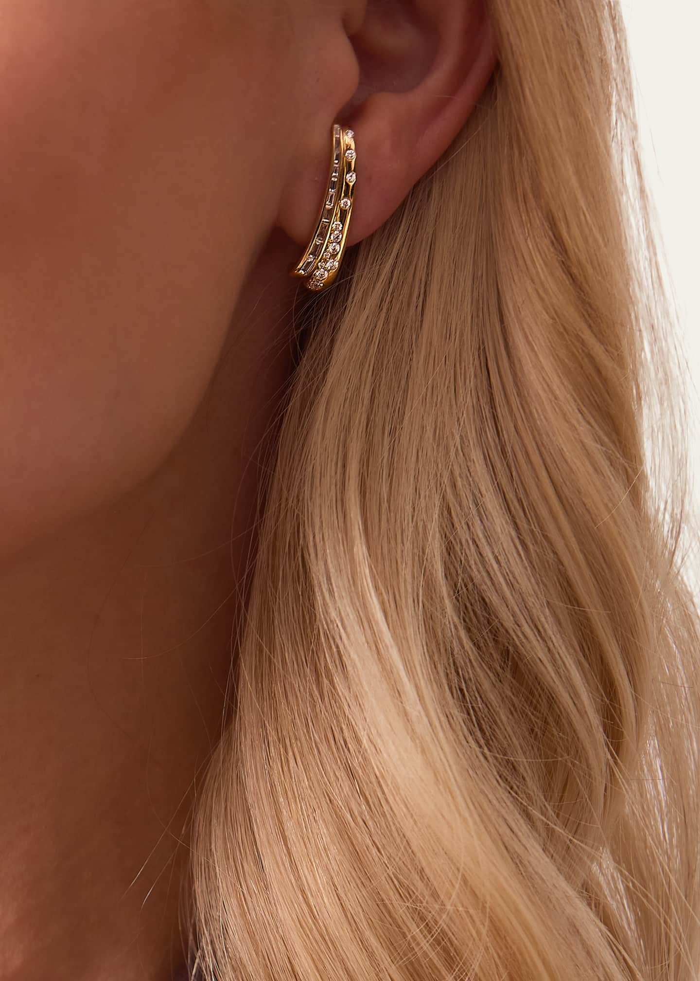 Sara Weinstock Papua 18K Gold & Curved Double Row Diamond Earrings ...