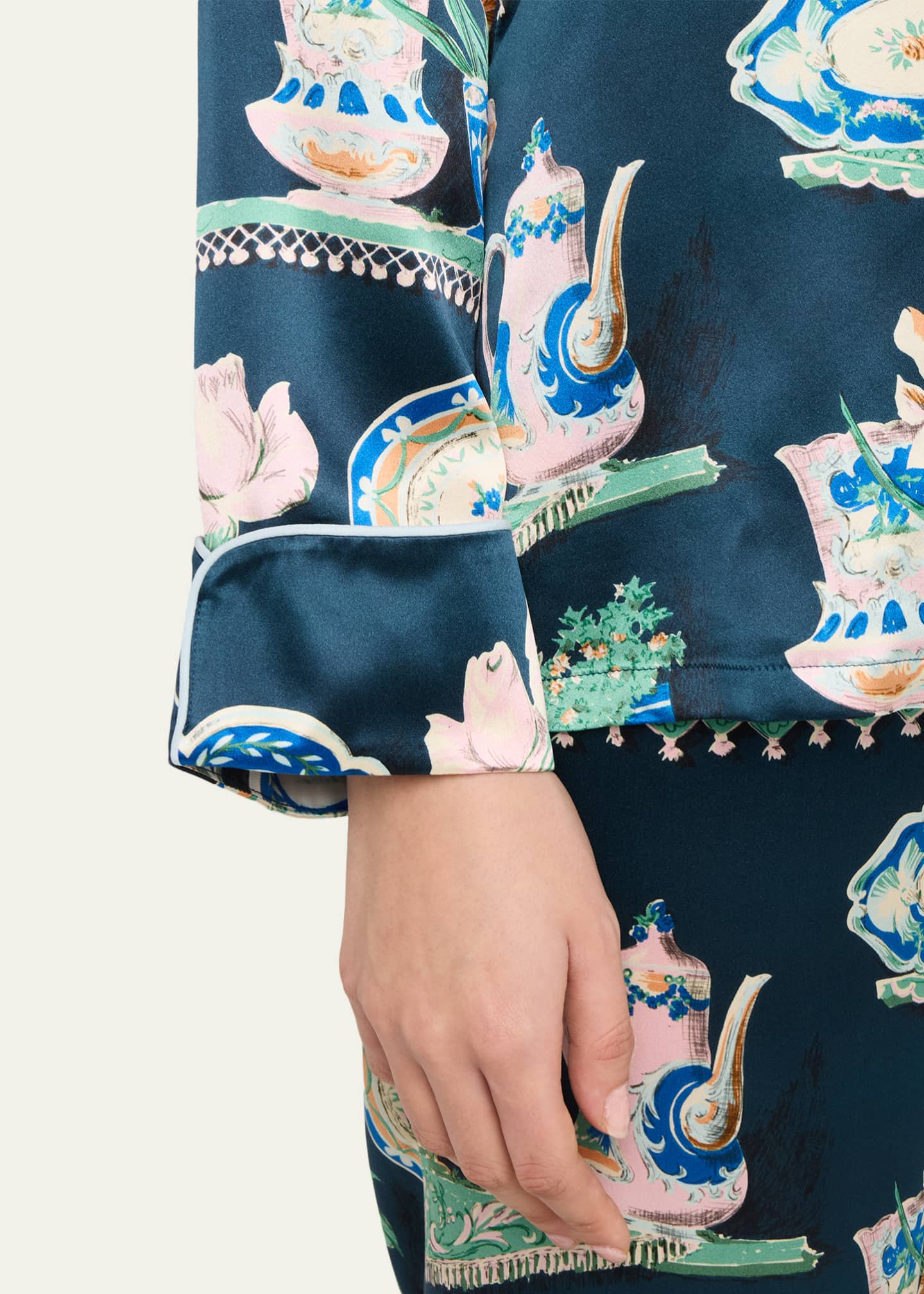Olivia von Halle Lila Giotto Ceramic-Print Silk Pajama Set - Bergdorf ...