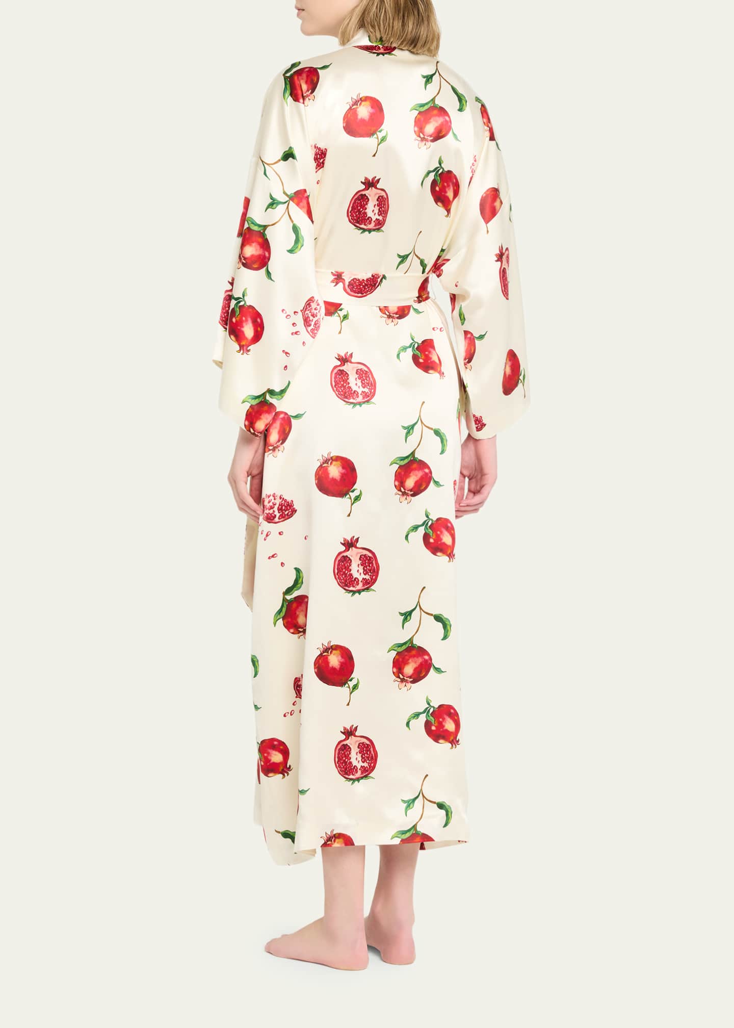Olivia von Halle Queenie Allegra Pomegranate-Print Silk Satin Robe ...