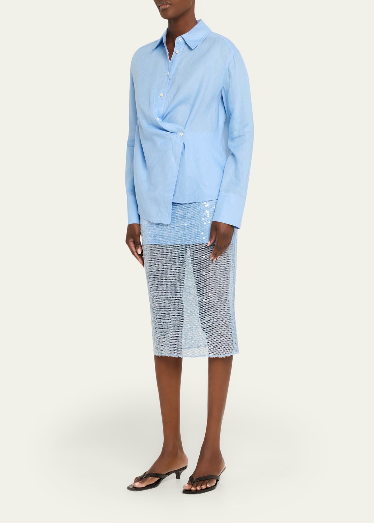 Veronica Beard Perezzi Asymmetric Linen Shirt - Bergdorf Goodman