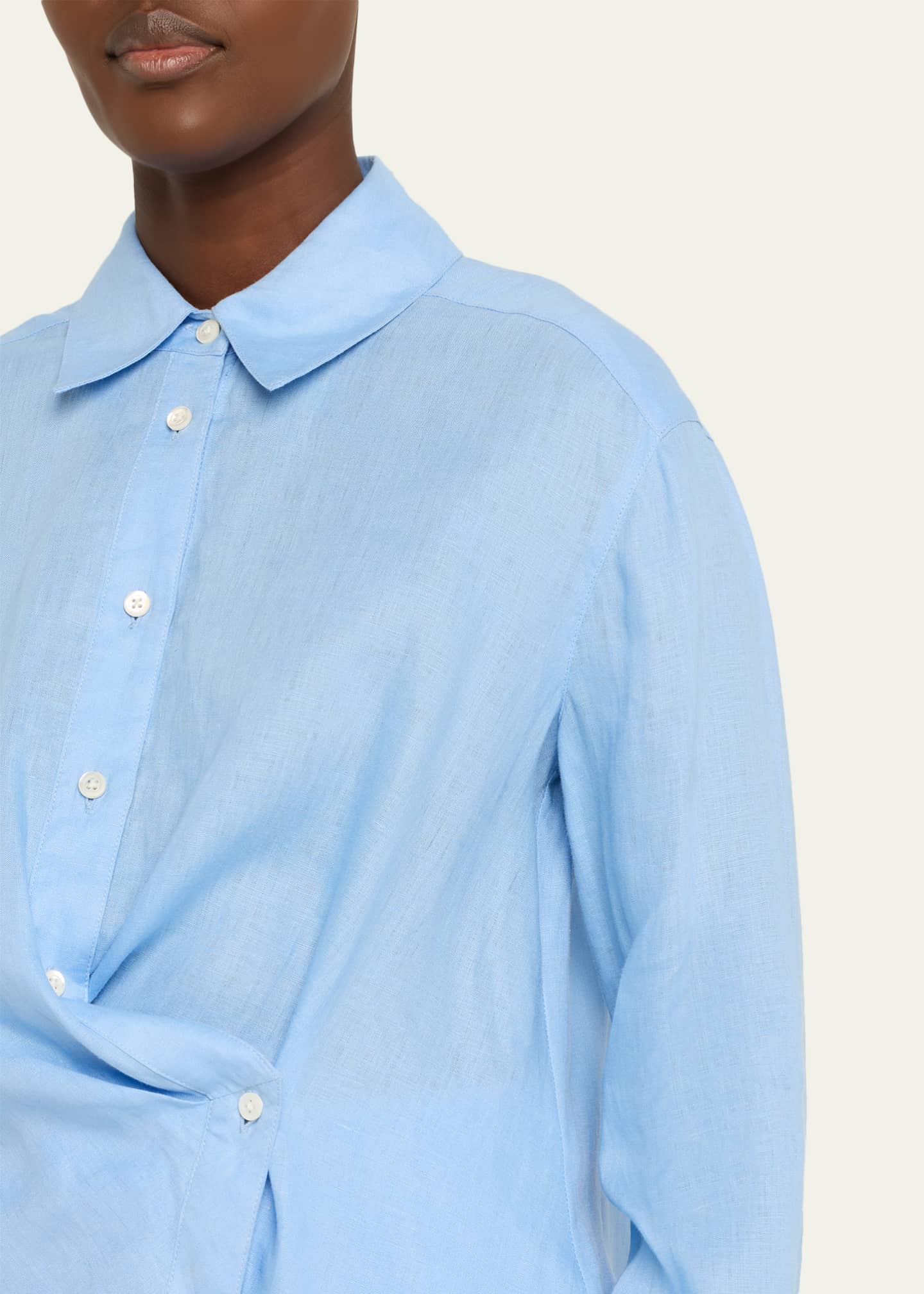 Veronica Beard Perezzi Asymmetric Linen Shirt - Bergdorf Goodman