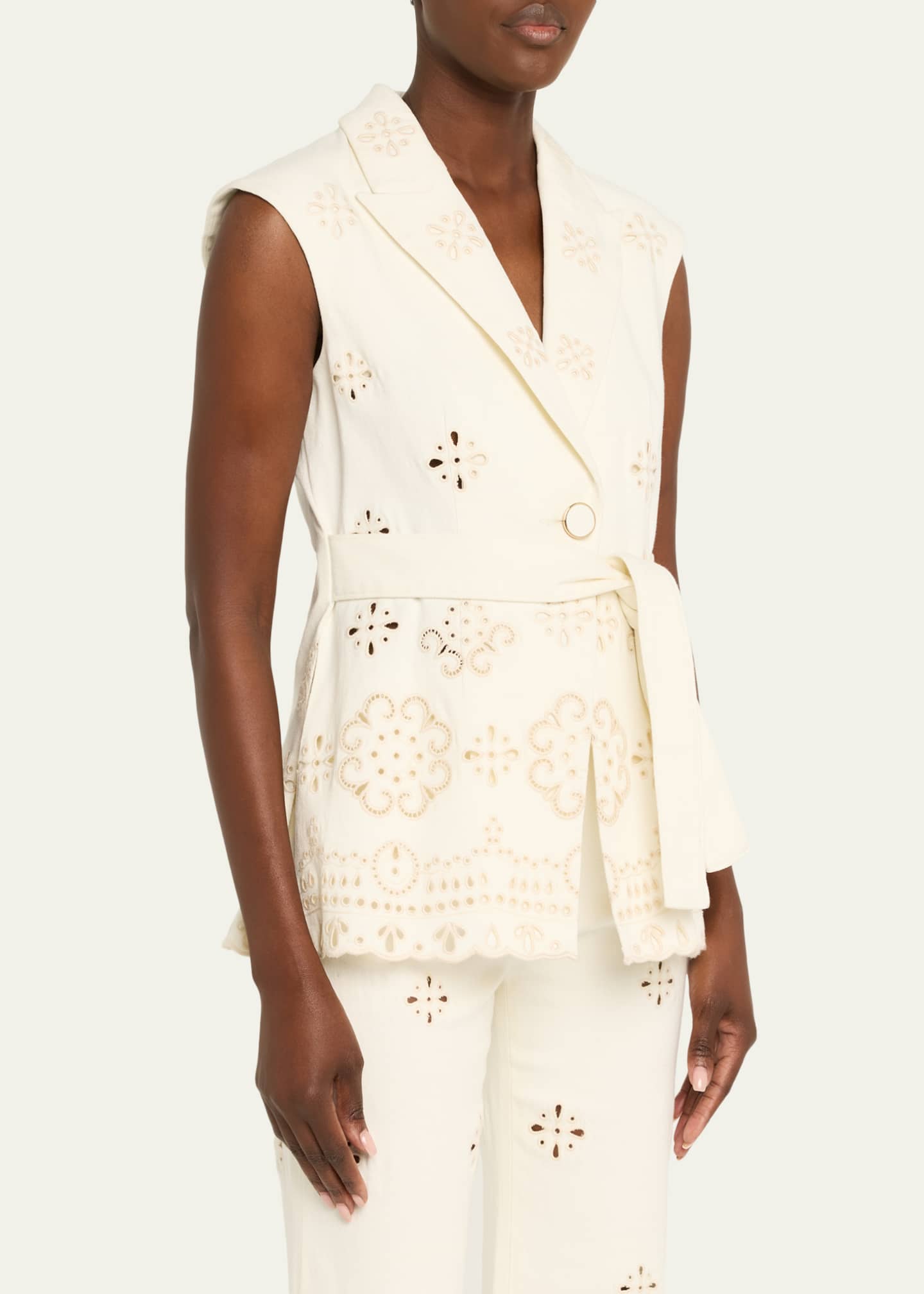 Veronica Beard Townes Eyelet Twill Vest - Bergdorf Goodman