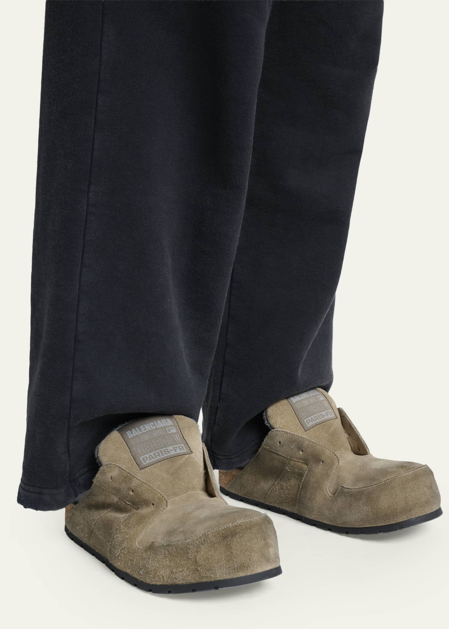 Balenciaga Men's Dumbo Distressed Suede Mules - Bergdorf Goodman
