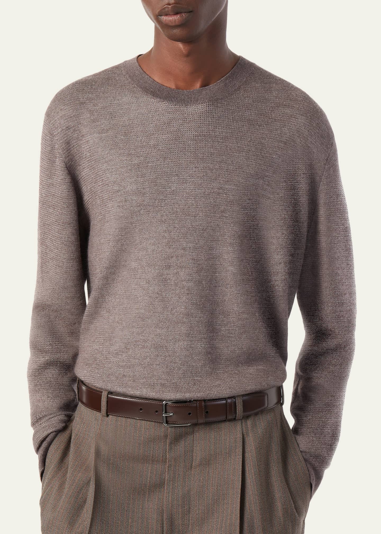 Loro Piana Men's Manipur Cashmere and Silk Crewneck Sweater - Bergdorf ...