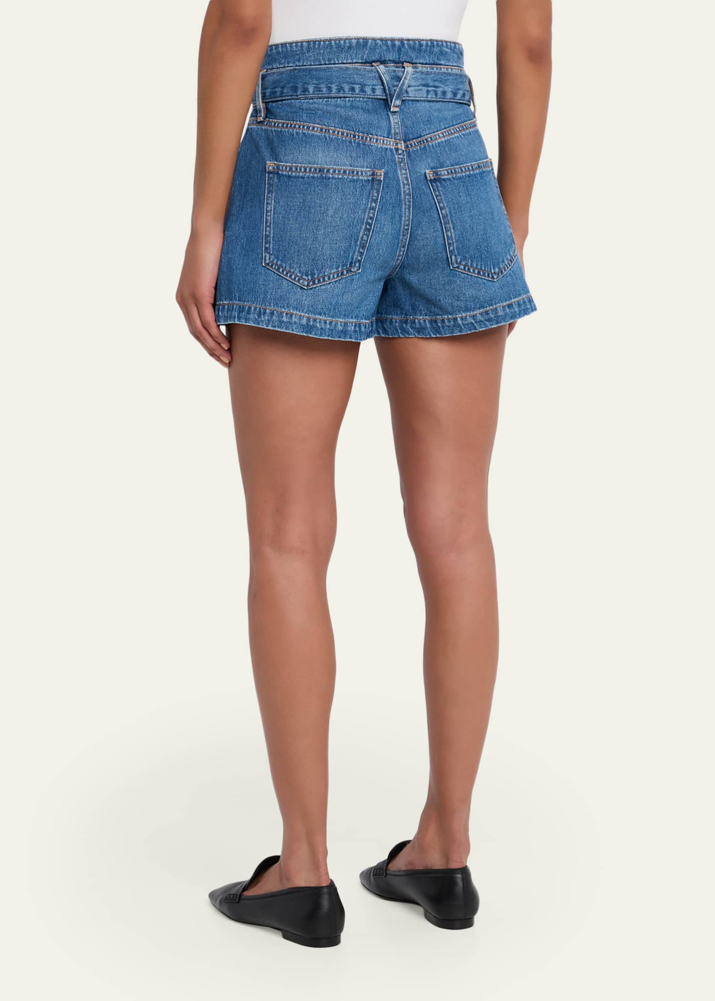 Veronica Beard Jaylen Belted Denim Shorts - Bergdorf Goodman