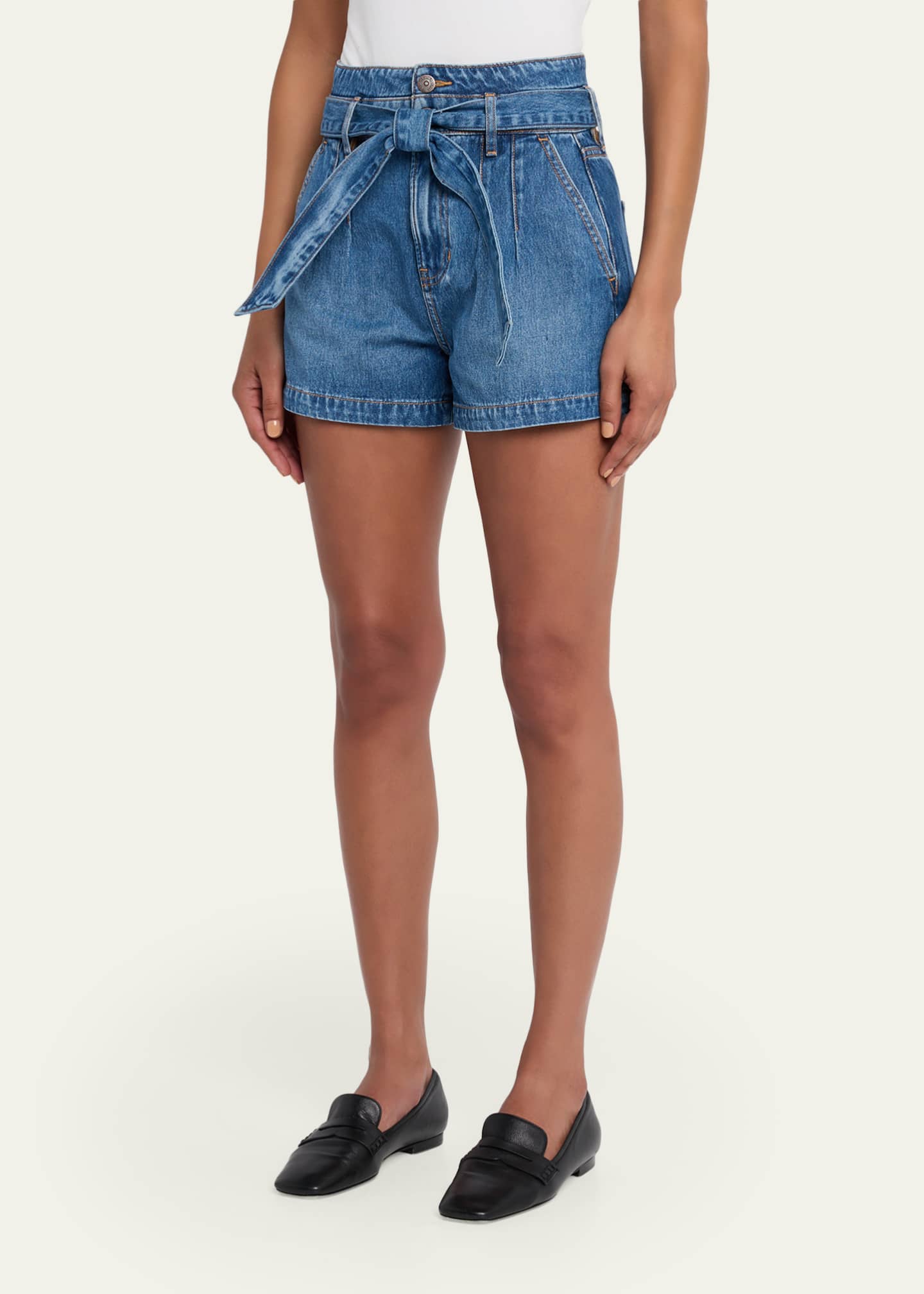 Veronica Beard Jaylen Belted Denim Shorts - Bergdorf Goodman
