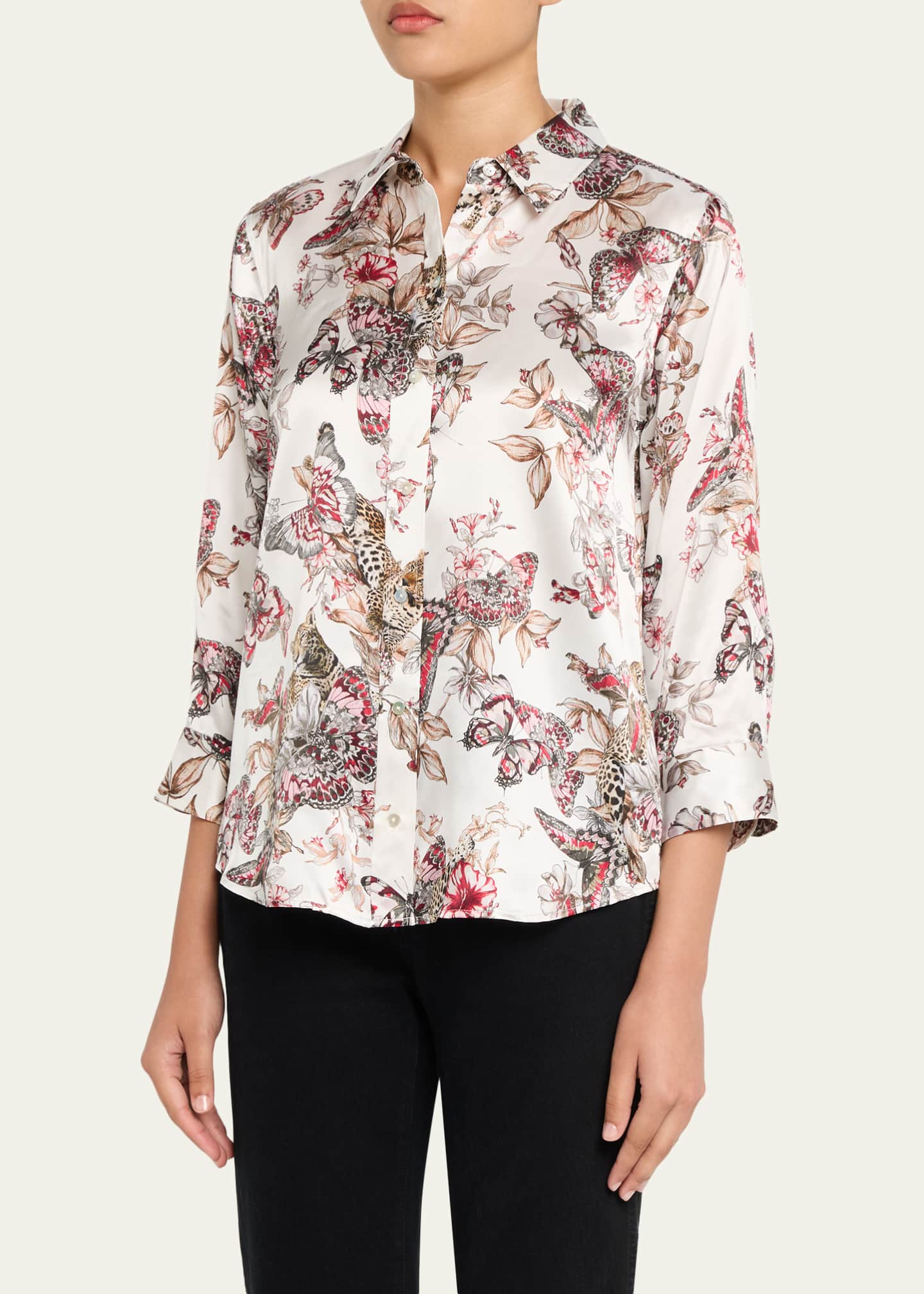 L'Agence Dani Silk Button-Front Blouse - Bergdorf Goodman