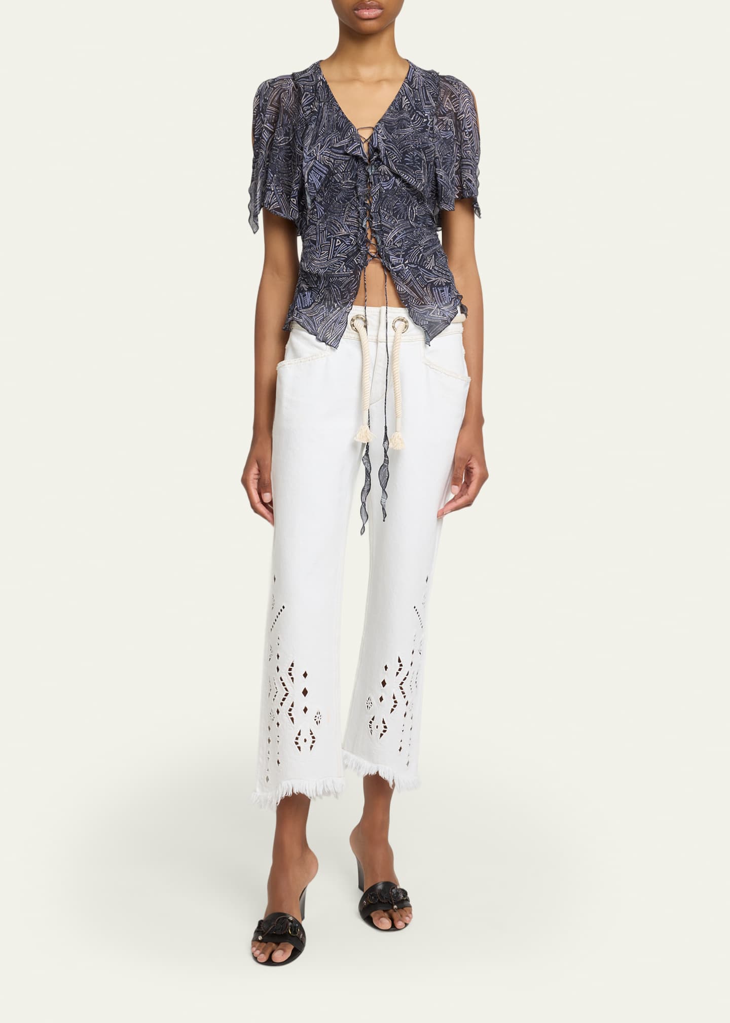 Isabel Marant Alison Embroidered Crop Jeans - Bergdorf Goodman