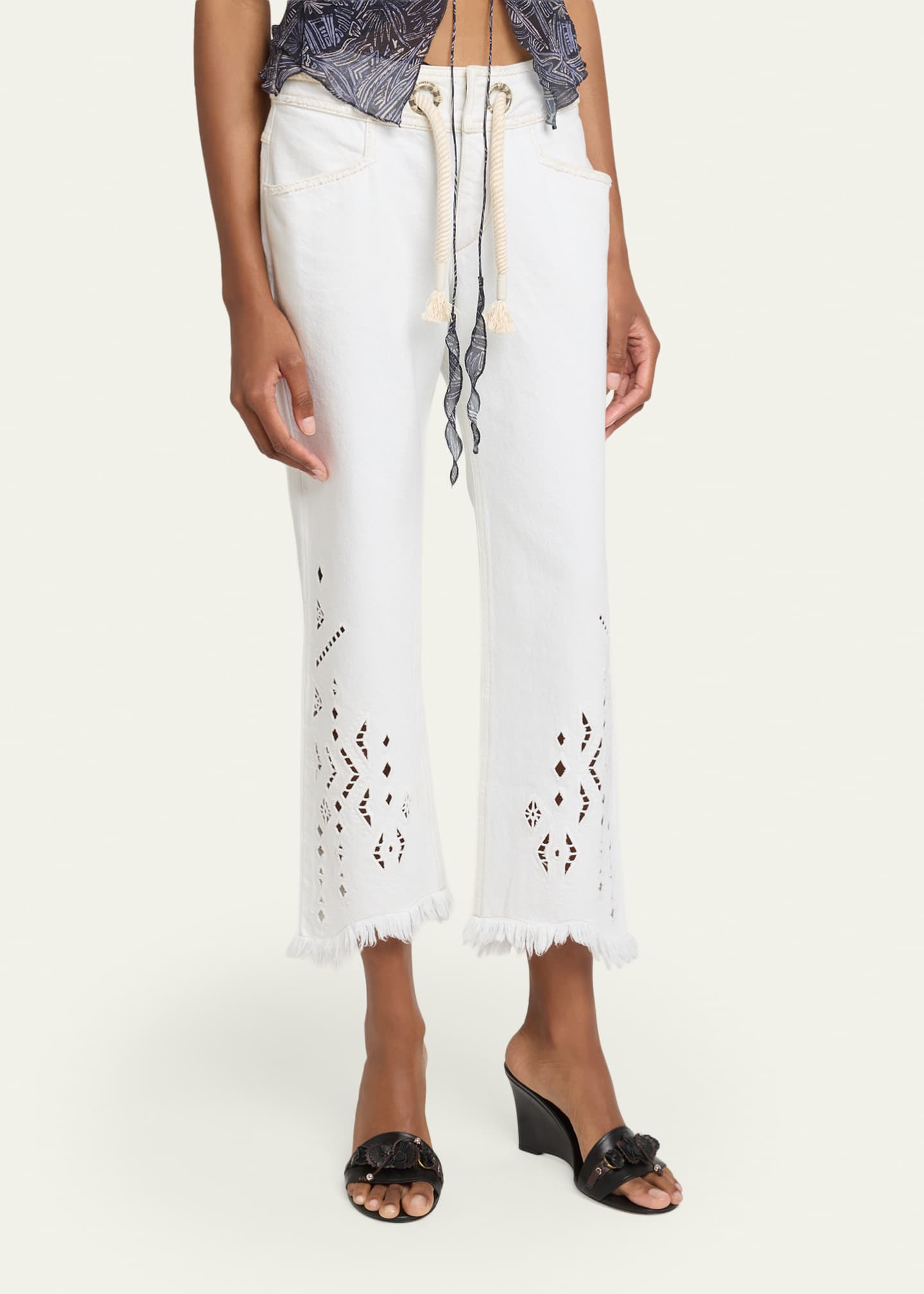Isabel Marant Alison Embroidered Crop Jeans - Bergdorf Goodman