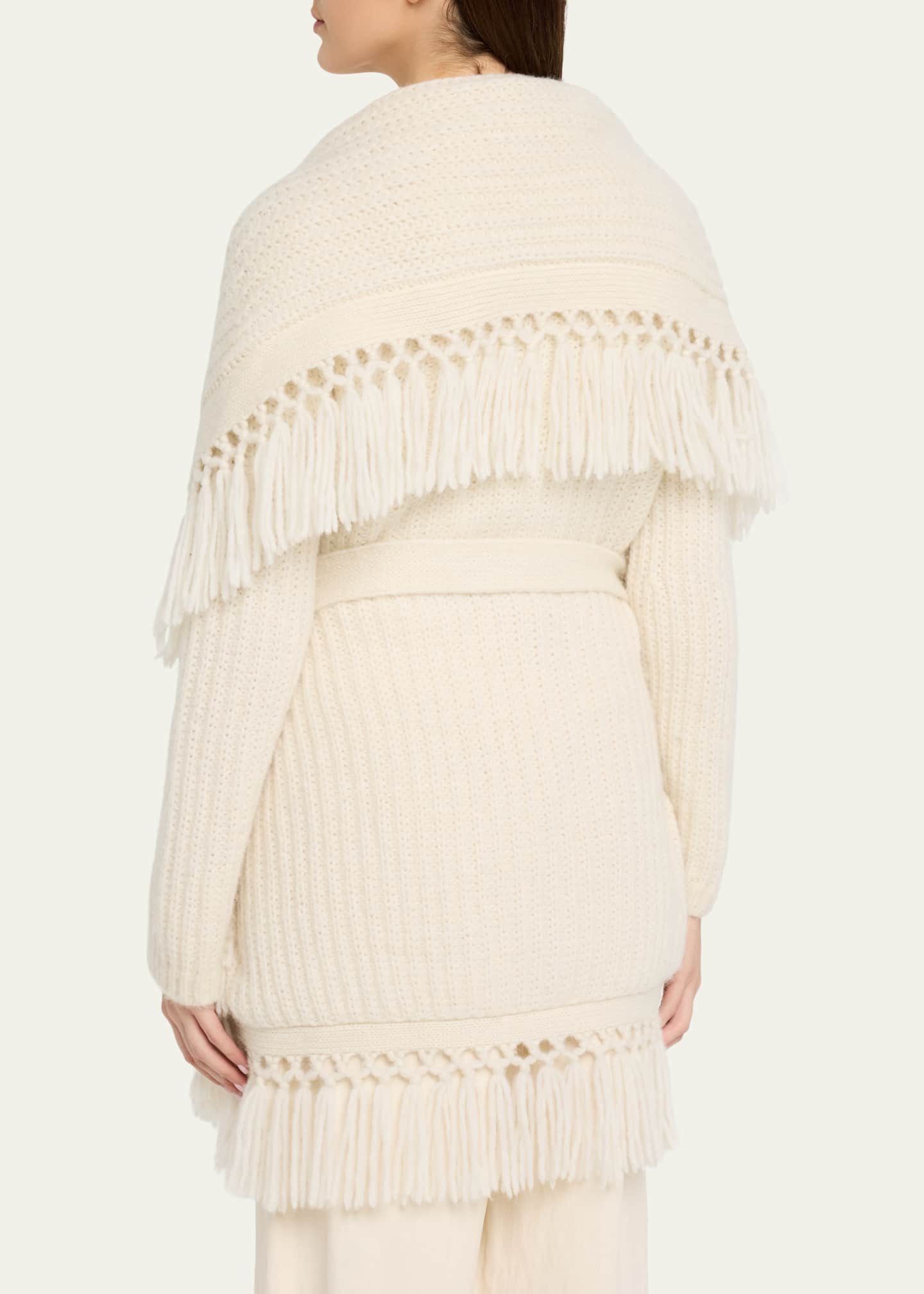 LoveShackFancy Daphira Fringe Alpaca Wrap Cardigan - Bergdorf Goodman