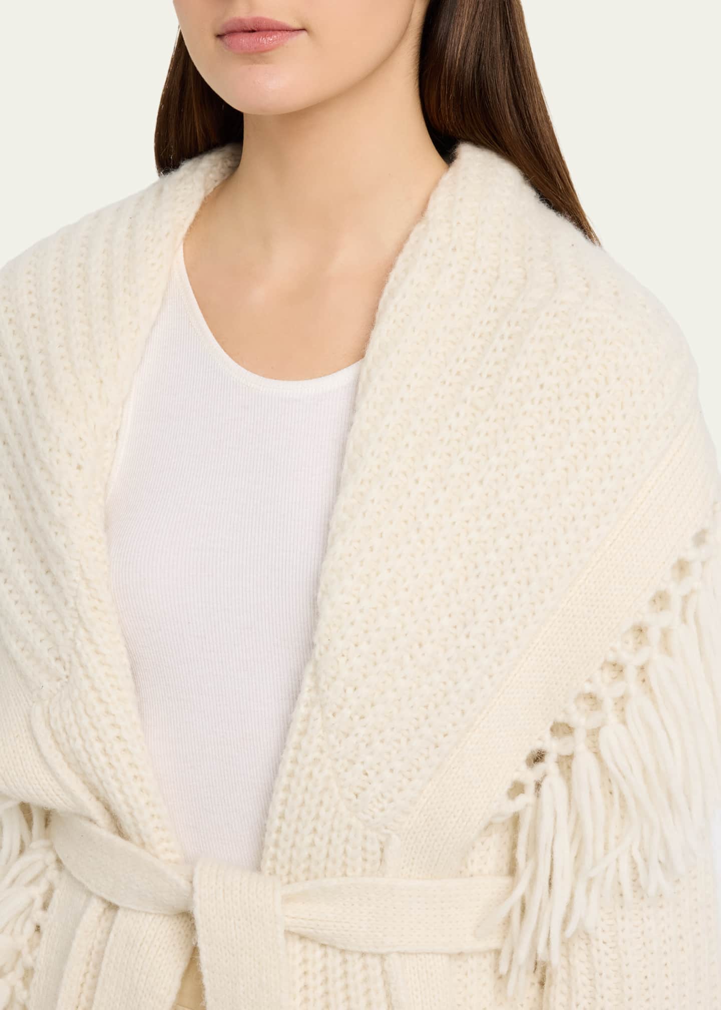 LoveShackFancy Daphira Fringe Alpaca Wrap Cardigan - Bergdorf Goodman