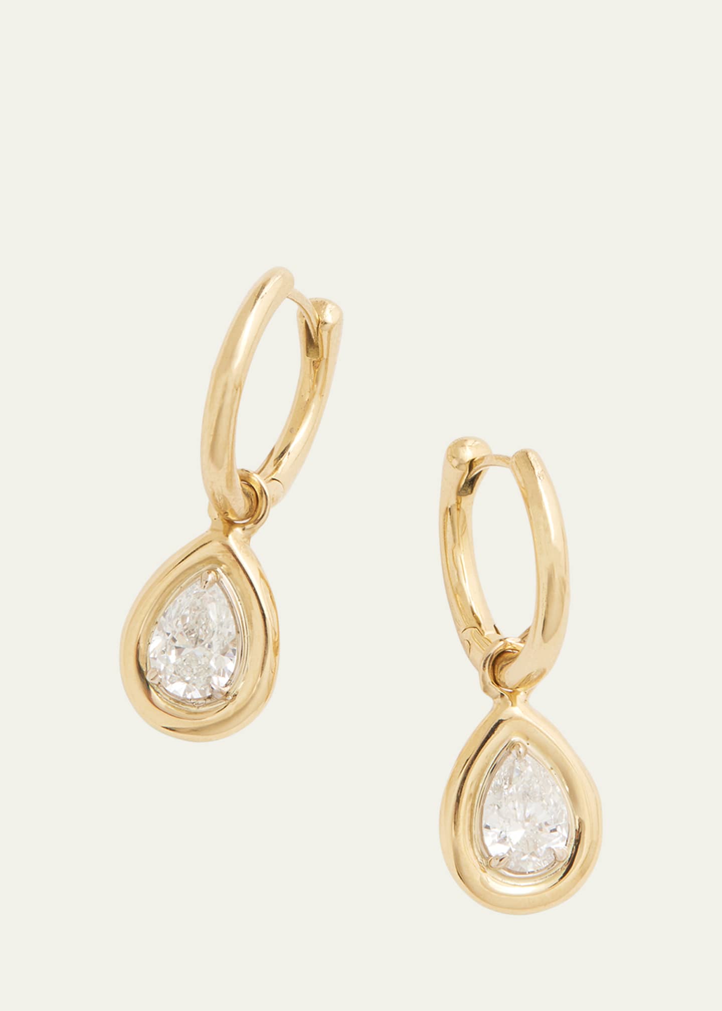 Jamie Wolf 18K Yellow Gold Hoop Earrings with Pear Shape Diamond Drops ...