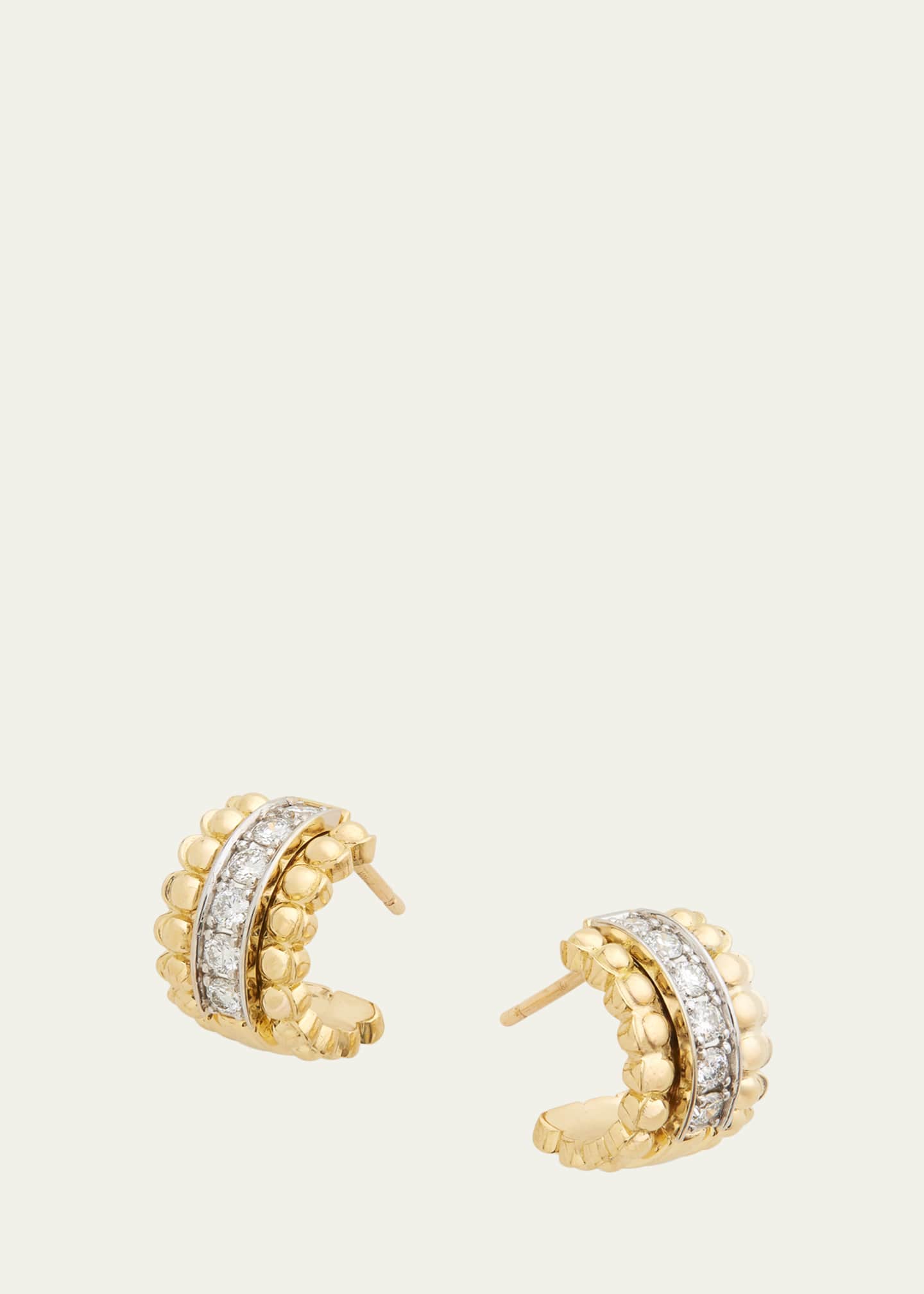 Jamie Wolf 18K Yellow and White Gold Diamond Hoop Earrings with Beaded ...