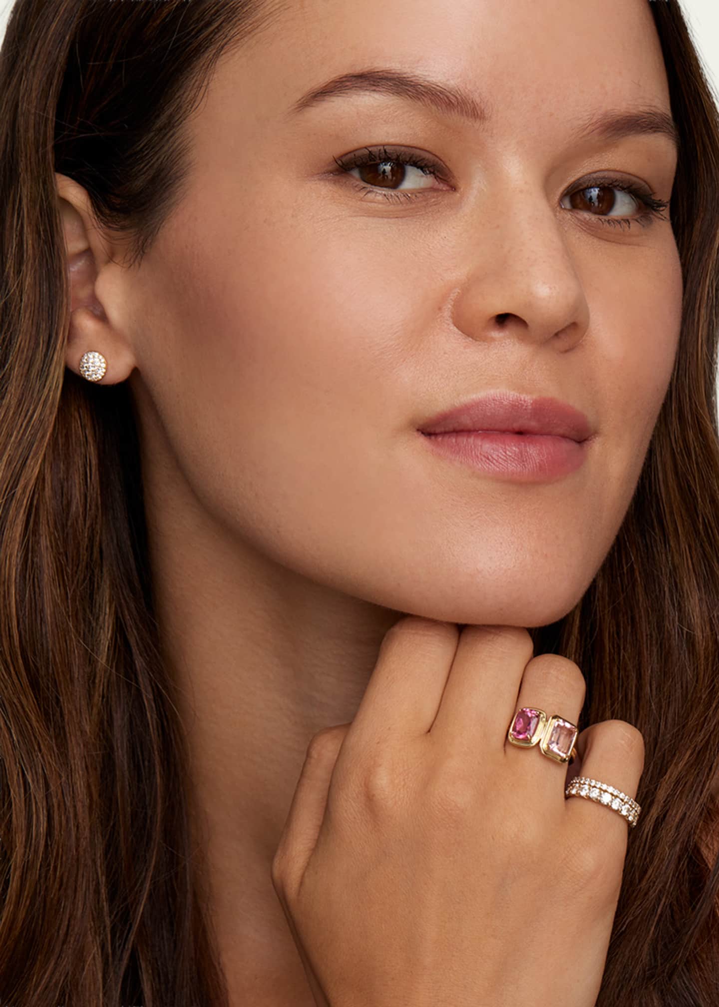 Jamie Wolf 18K Yellow Gold Emerald and Cushion Cut Pink Tourmaline Ring ...