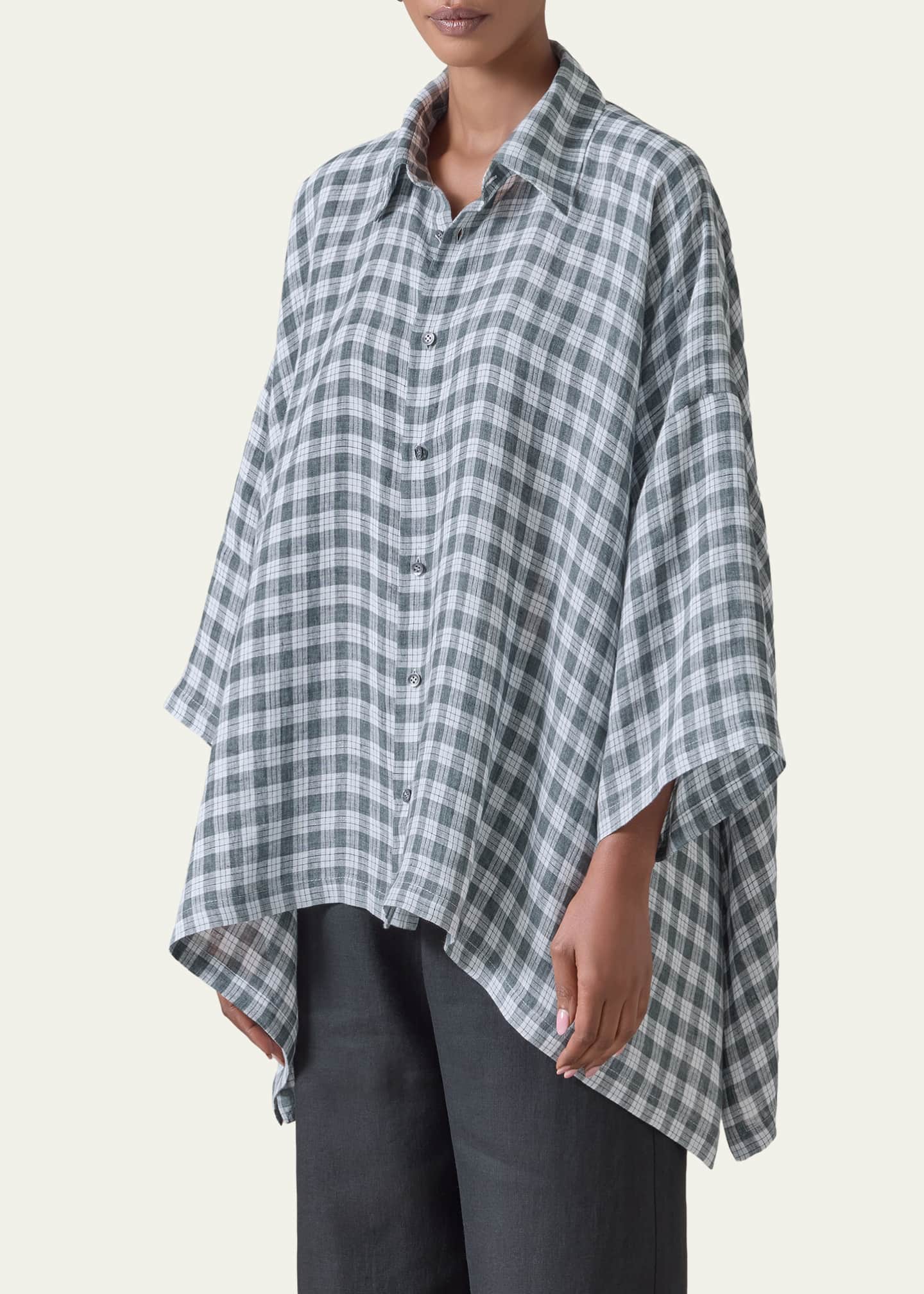 Eskandar Linen DPS Short Sleeve Shirt With Collar - Mid Plus Length ...