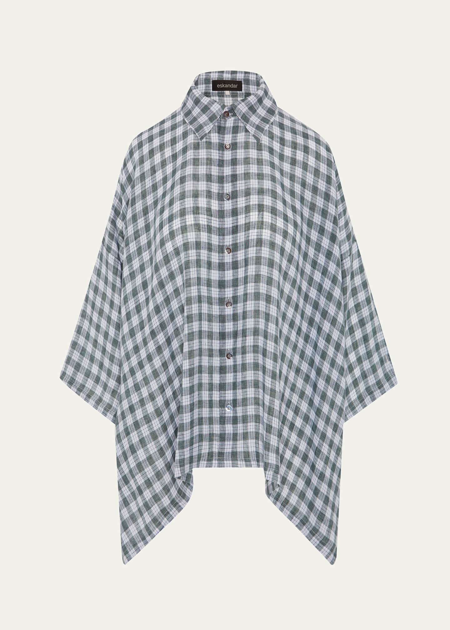 Eskandar Linen DPS Short Sleeve Shirt With Collar - Mid Plus Length ...
