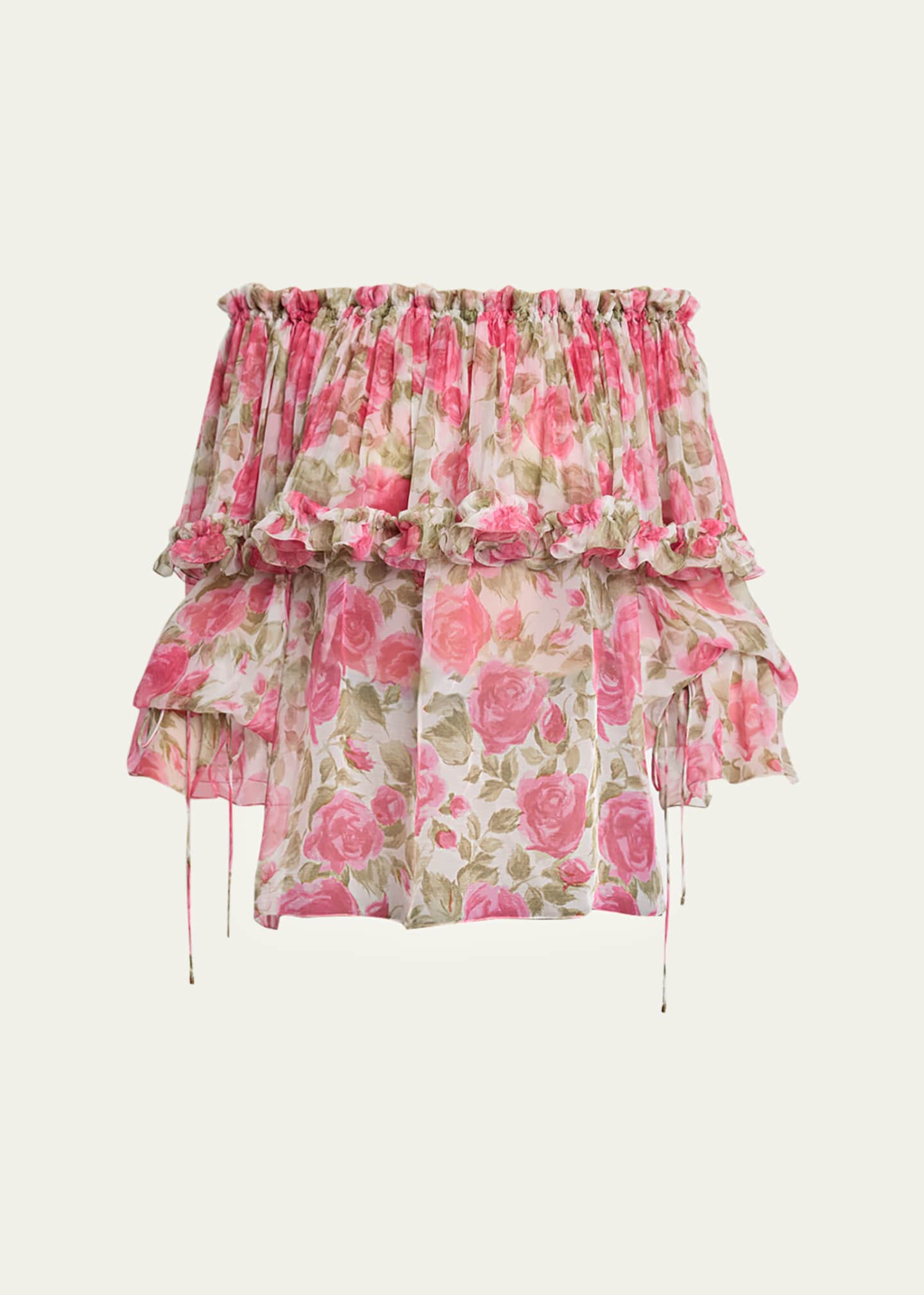 Chloe Floral Silk Off-The-Shoulder Ruffle Top - Bergdorf Goodman