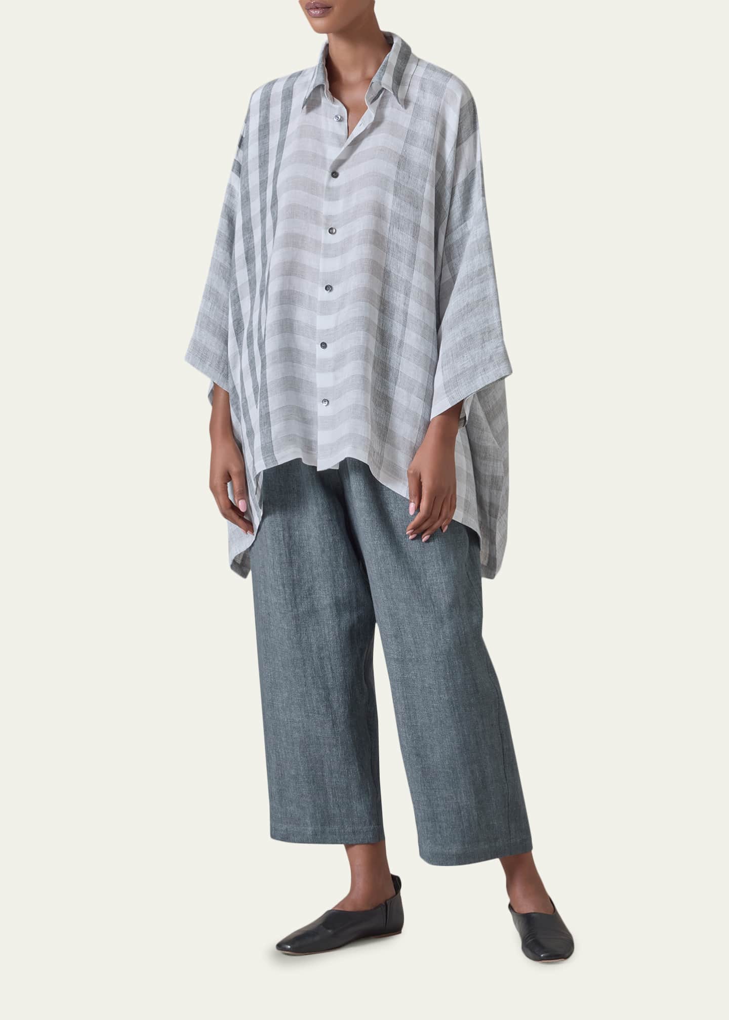 Eskandar Linen Double Pointed Sides Shirt With Collar - Mid Plus ...