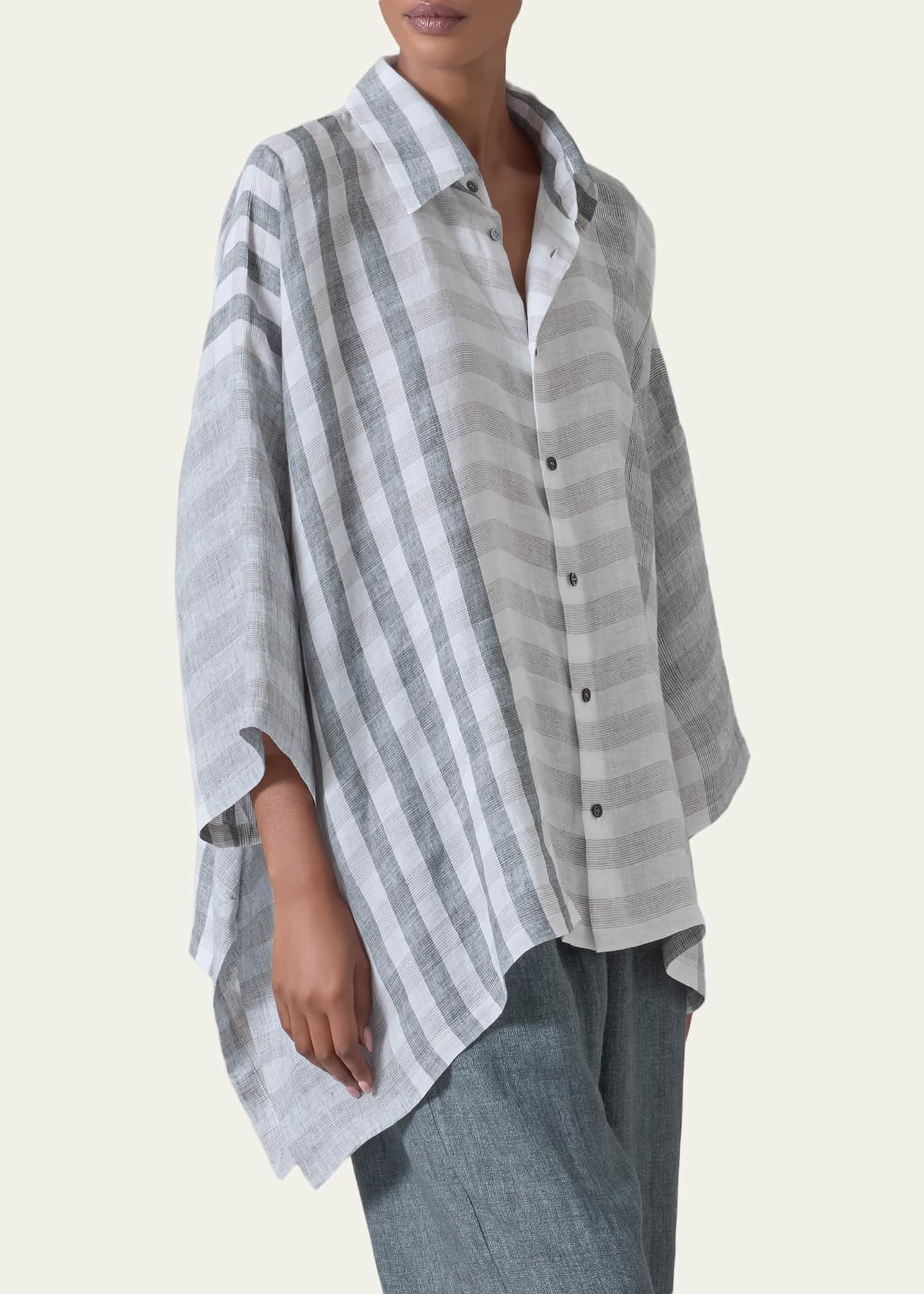 Eskandar Linen Double Pointed Sides Shirt With Collar - Mid Plus ...