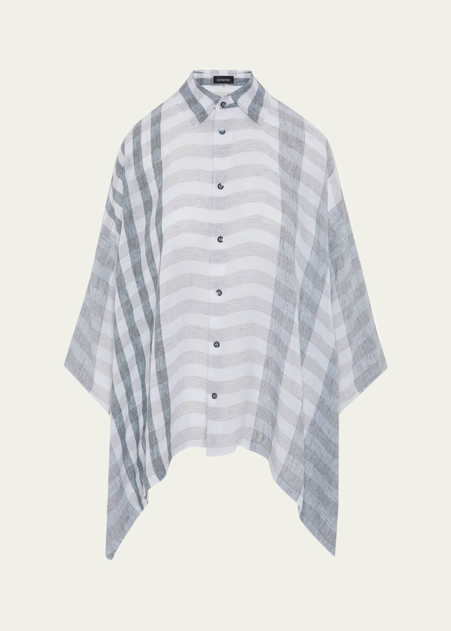 Eskandar Linen Double Pointed Sides Shirt With Collar - Mid Plus ...