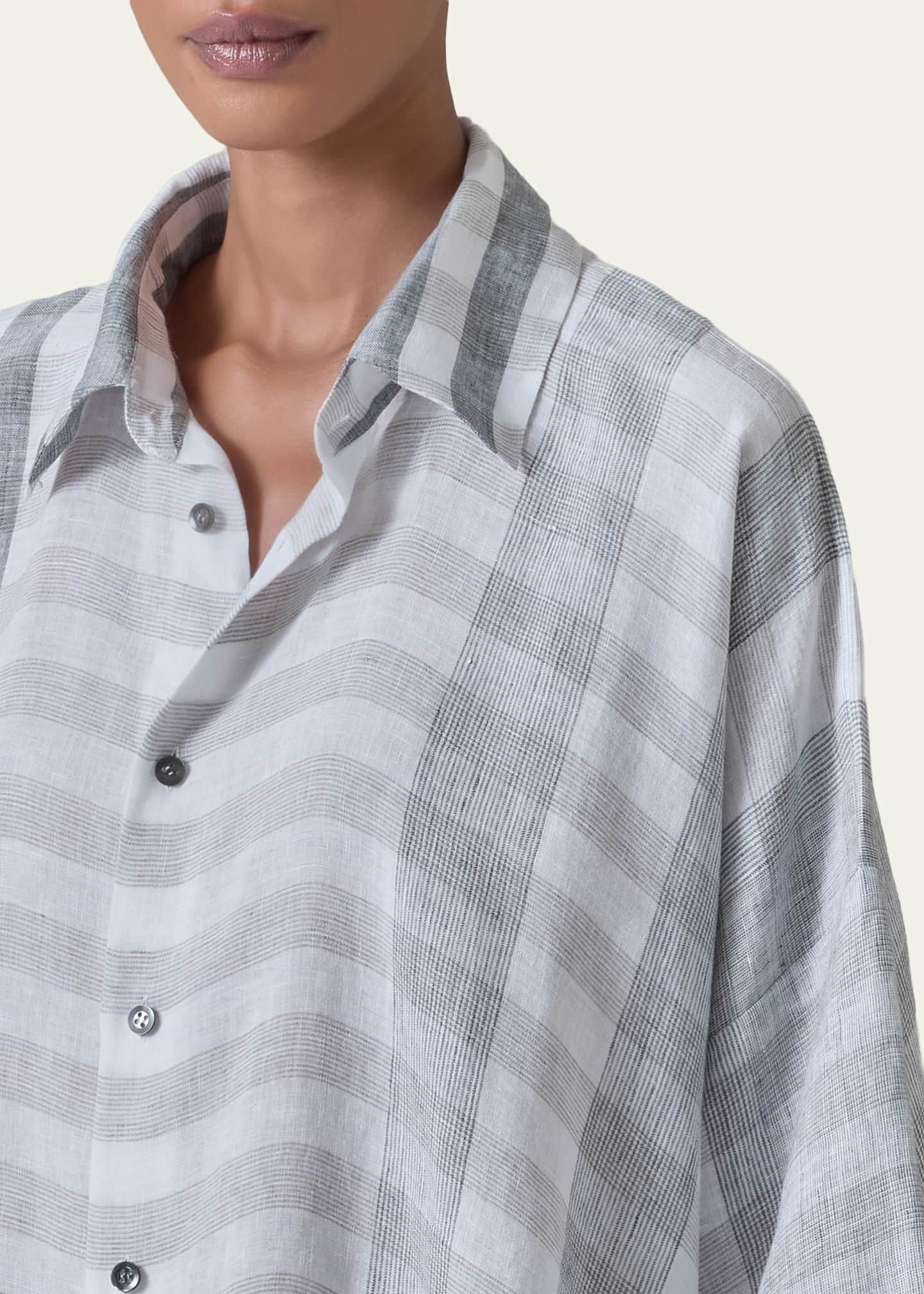 Eskandar Linen Double Pointed Sides Shirt With Collar - Mid Plus ...