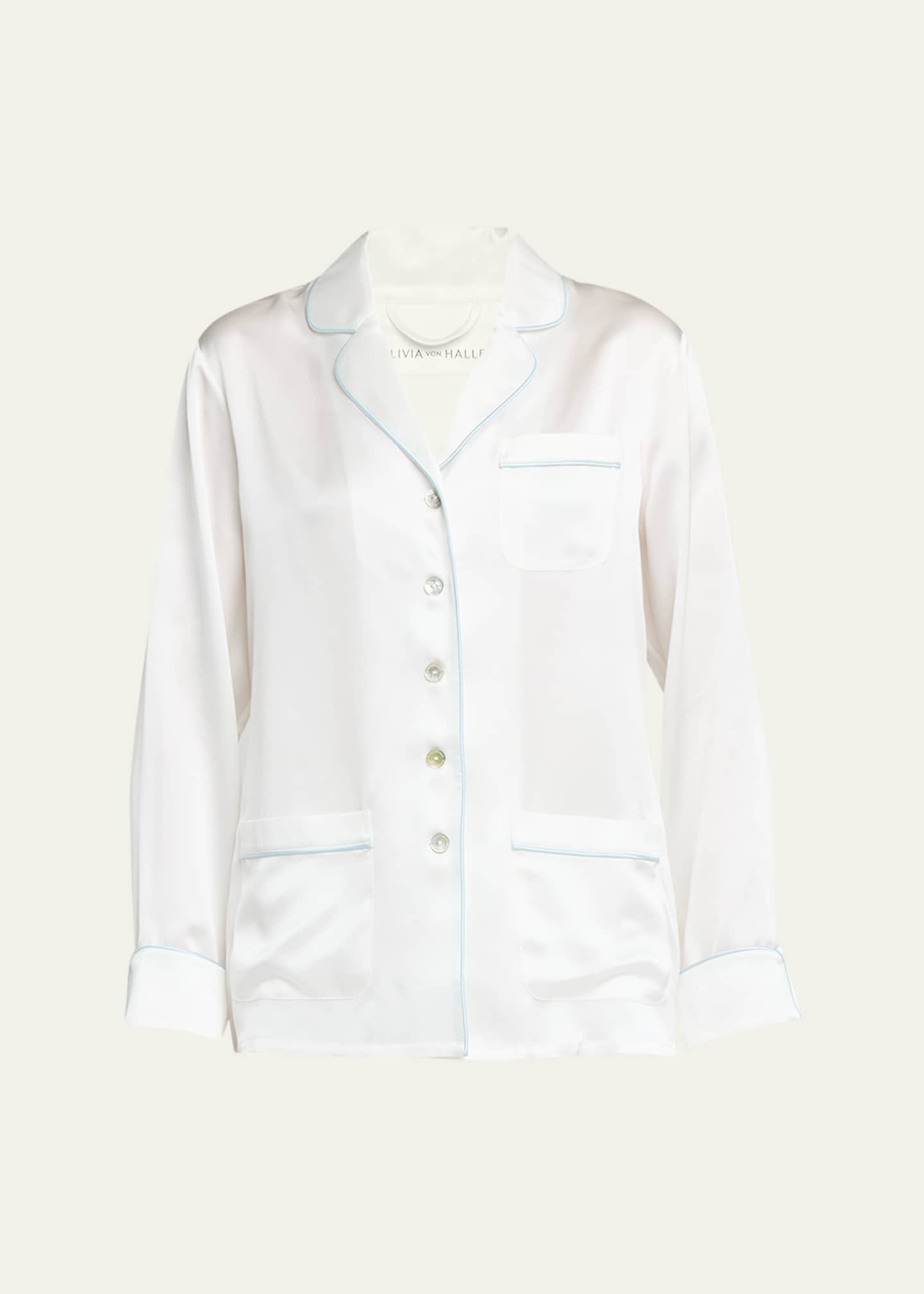 Olivia von Halle Coco Solid Silk Satin Pajama Set - Bergdorf Goodman
