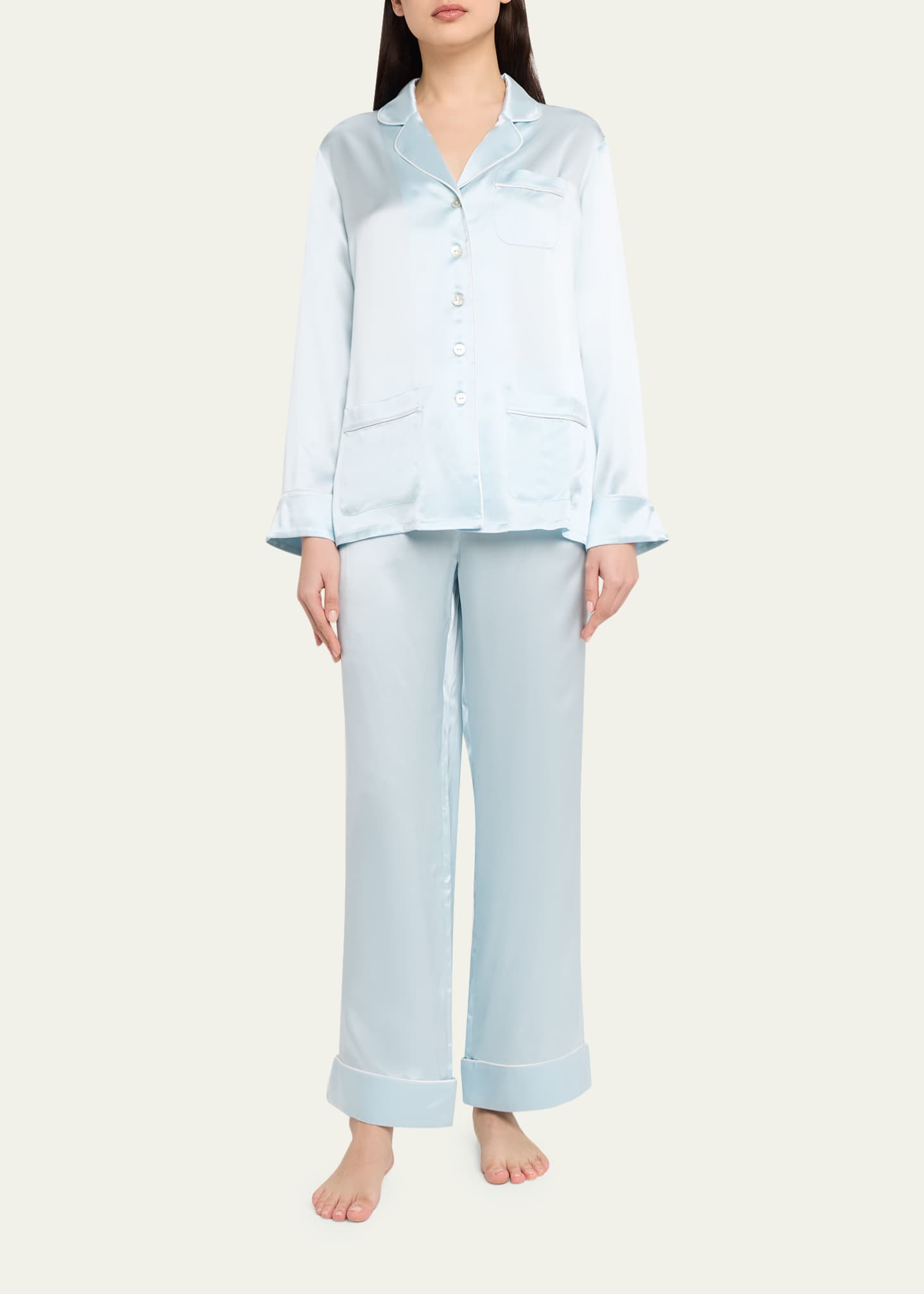 Olivia von Halle Coco Solid Silk Satin Pajama Set - Bergdorf Goodman