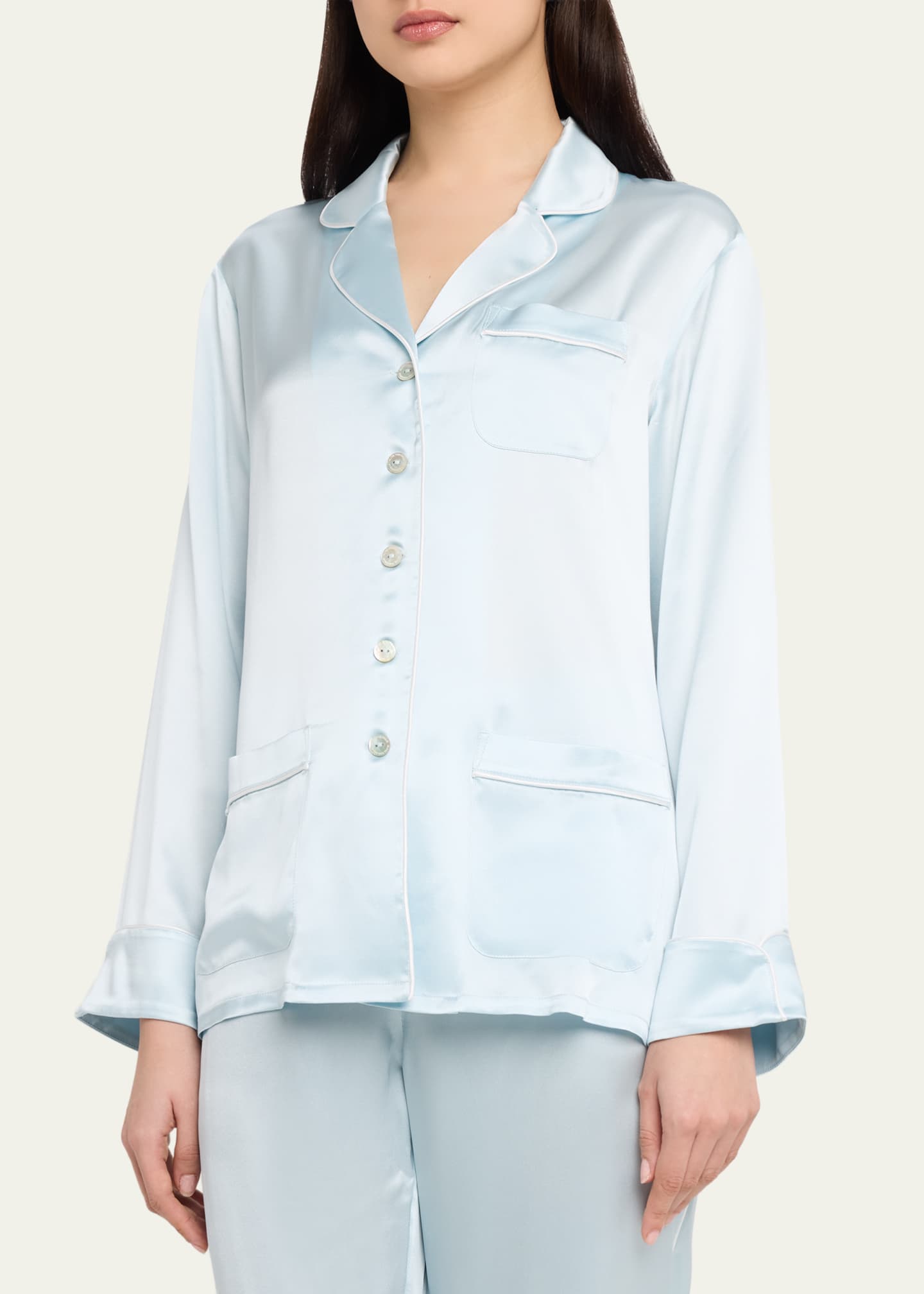 Olivia von Halle Coco Solid Silk Satin Pajama Set - Bergdorf Goodman