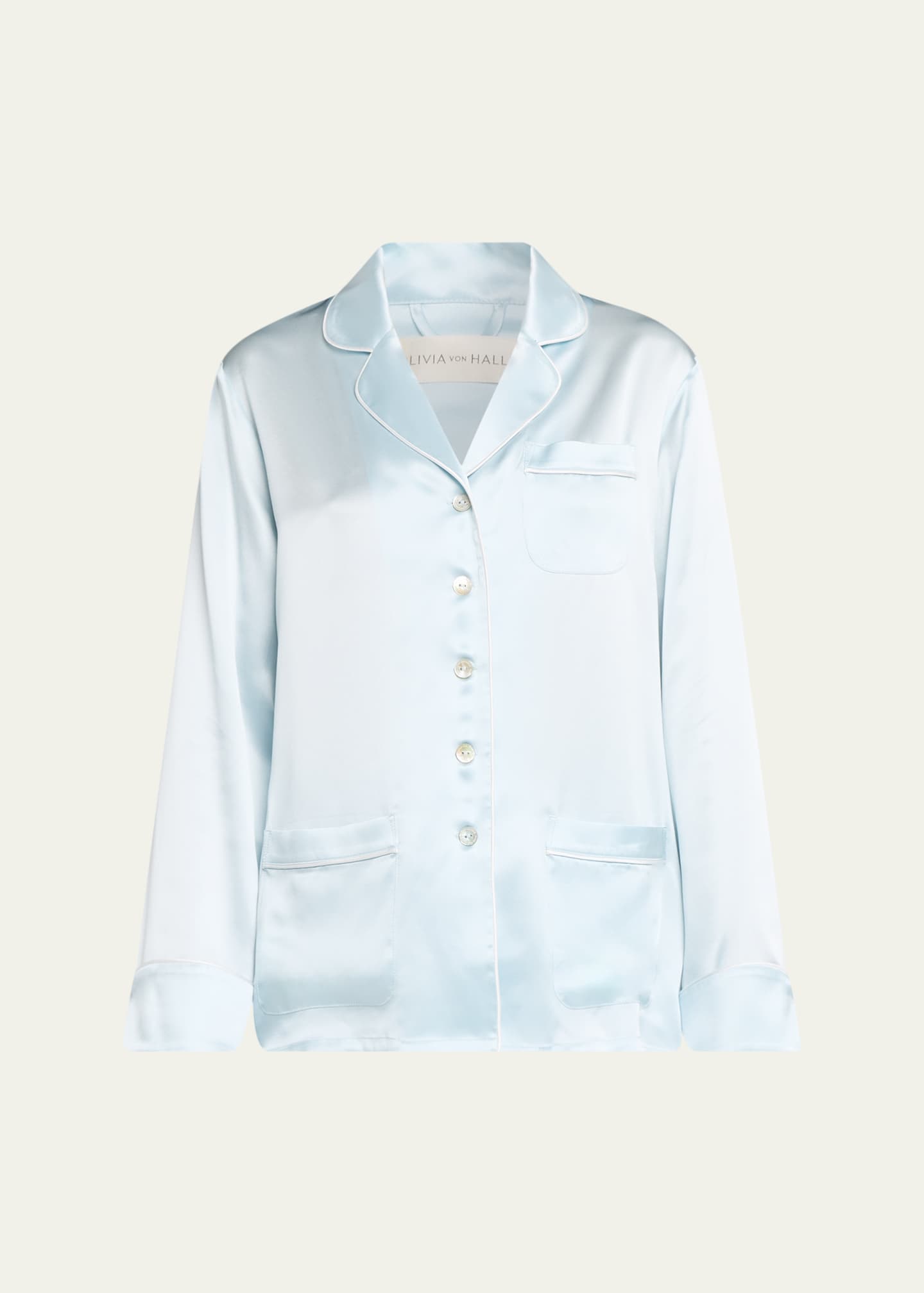 Olivia von Halle Coco Solid Silk Satin Pajama Set - Bergdorf Goodman