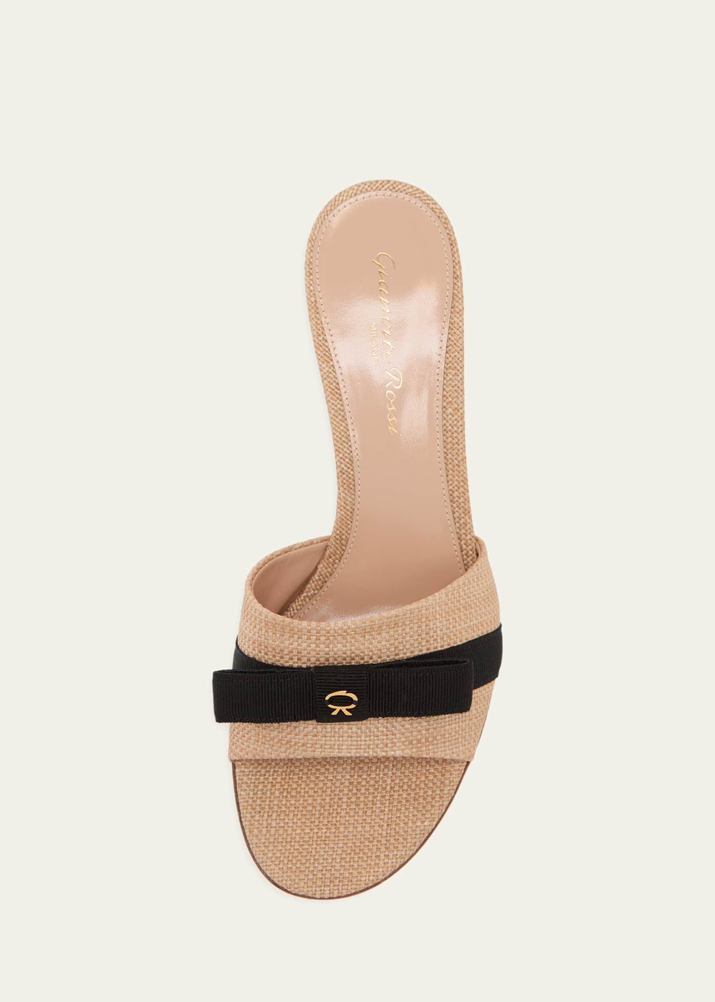 Gianvito Rossi 70mm Raffia Bow Mule Sandals - Bergdorf Goodman