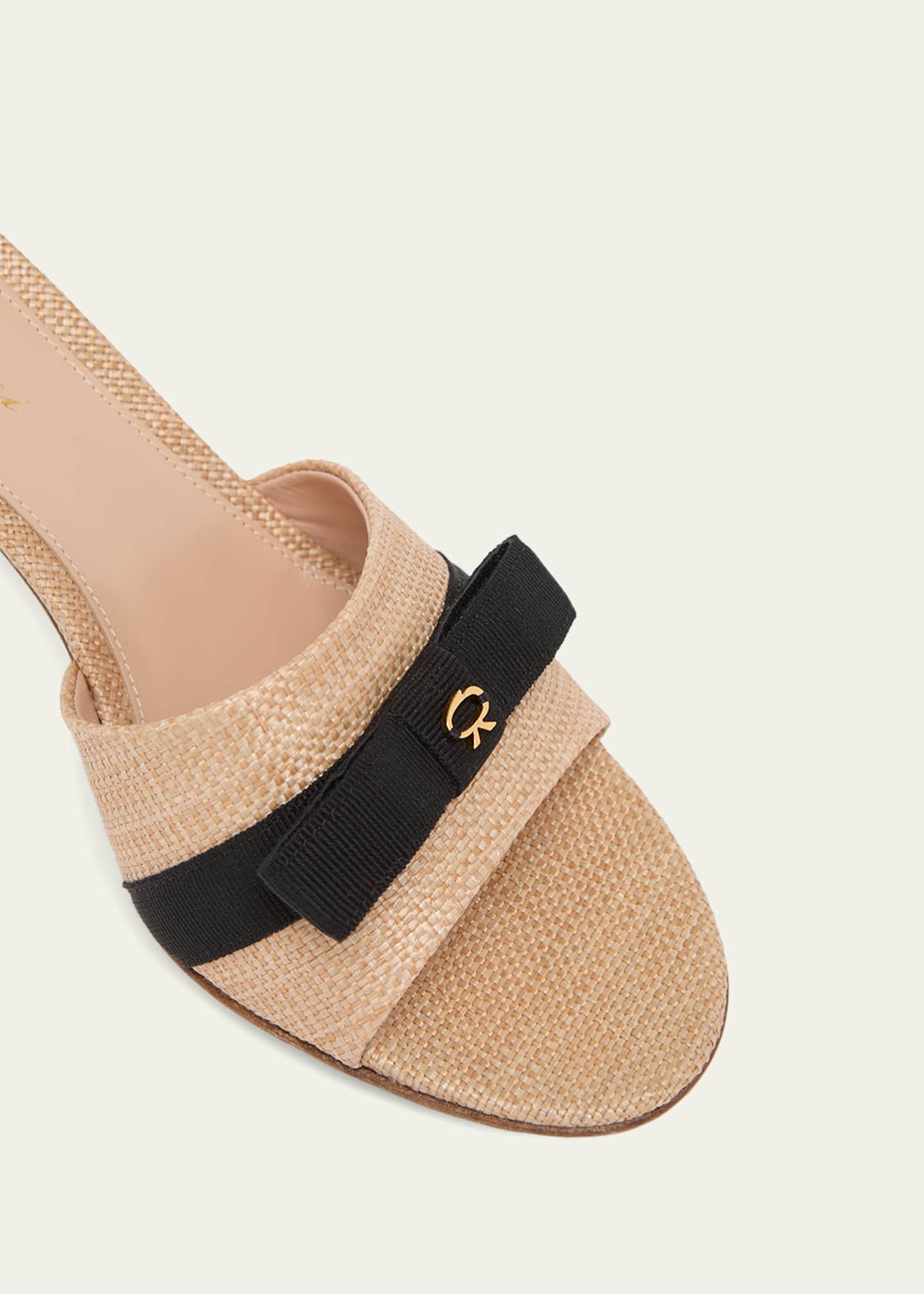 Gianvito Rossi 70mm Raffia Bow Mule Sandals - Bergdorf Goodman