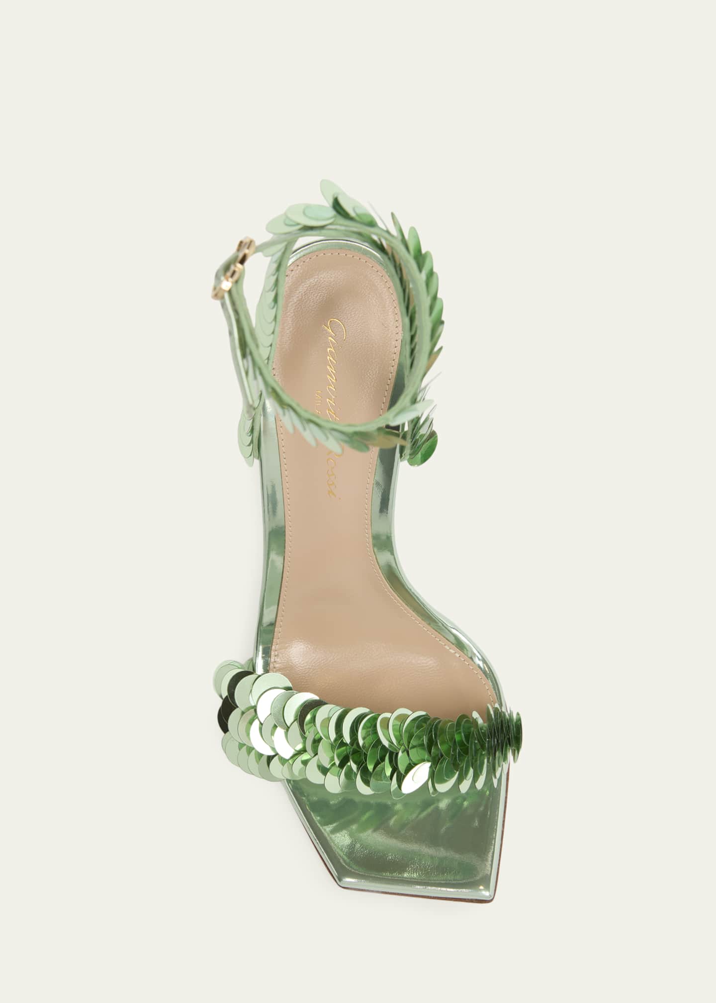 Gianvito Rossi 95mm Sequined Metallic Leather Sandals - Bergdorf Goodman