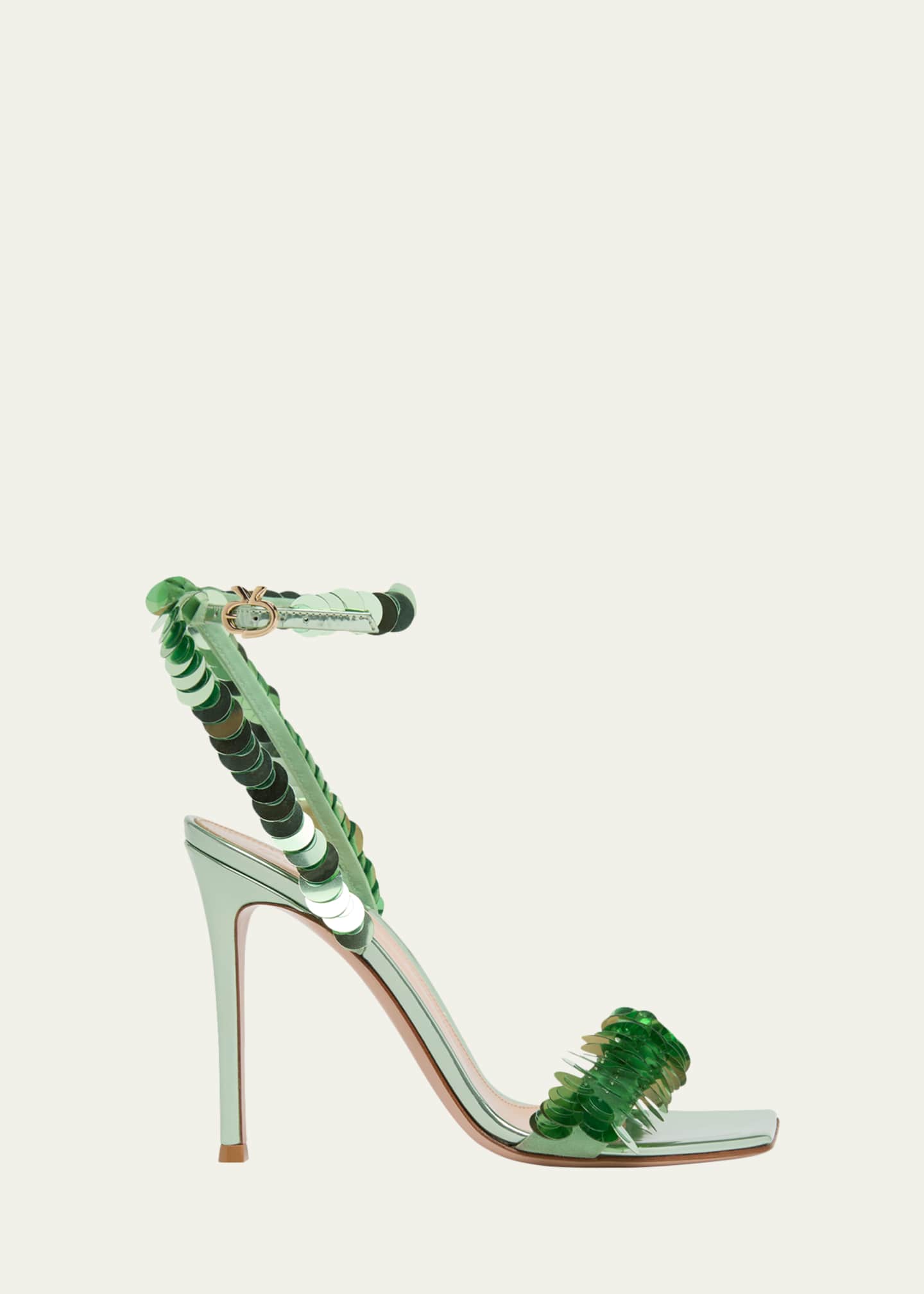 Gianvito Rossi 95mm Sequined Metallic Leather Sandals - Bergdorf Goodman