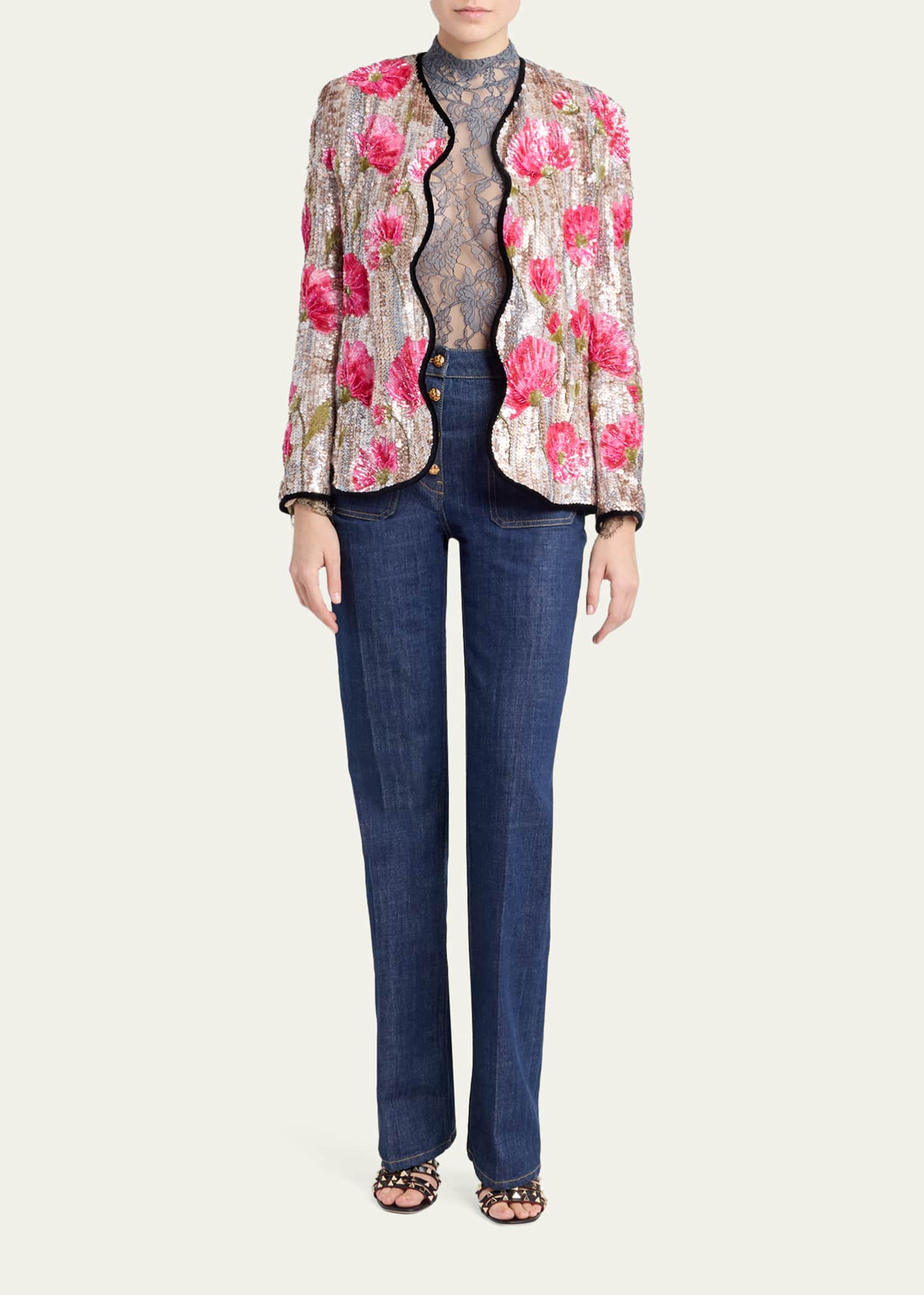 Valentino Garavani Button-Front Straight-Leg Jeans - Bergdorf Goodman
