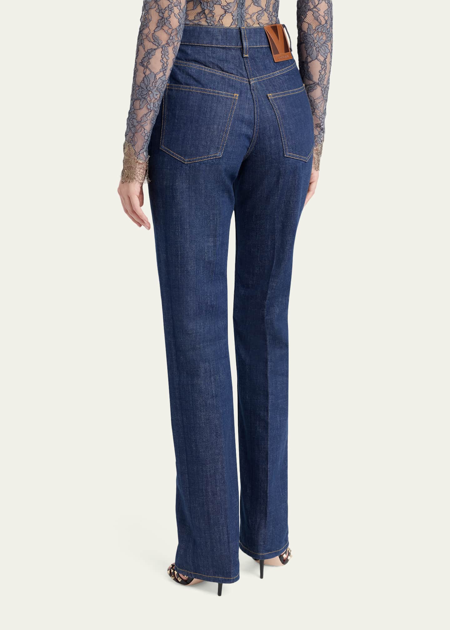 Valentino Garavani Button-Front Straight-Leg Jeans - Bergdorf Goodman