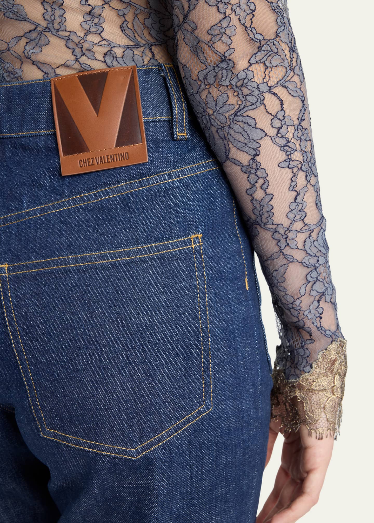 Valentino Garavani Button-Front Straight-Leg Jeans - Bergdorf Goodman